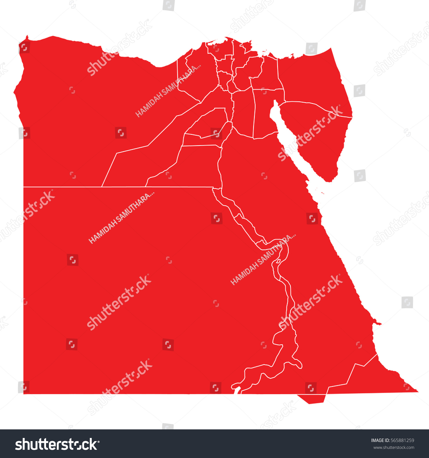 Red Map Egypt Stock Vector (Royalty Free) 565881259