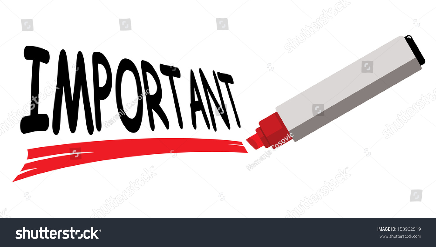 Red Marker Underlining Word Important Stock Vector (Royalty Free ...