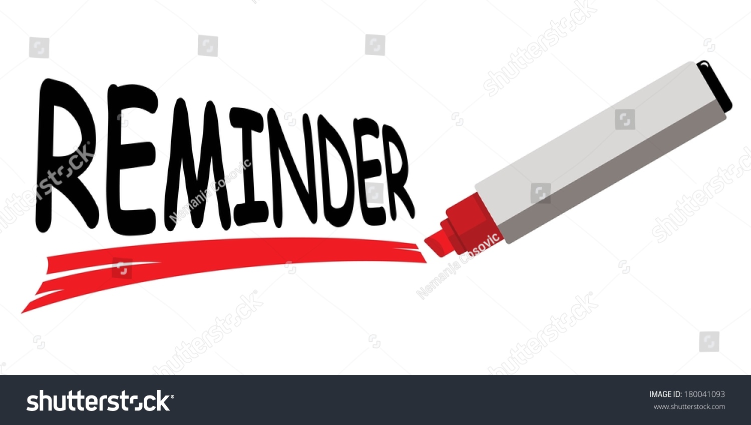 Red Marker Underlining Word Reminder Stock Vector (Royalty Free) 180041093