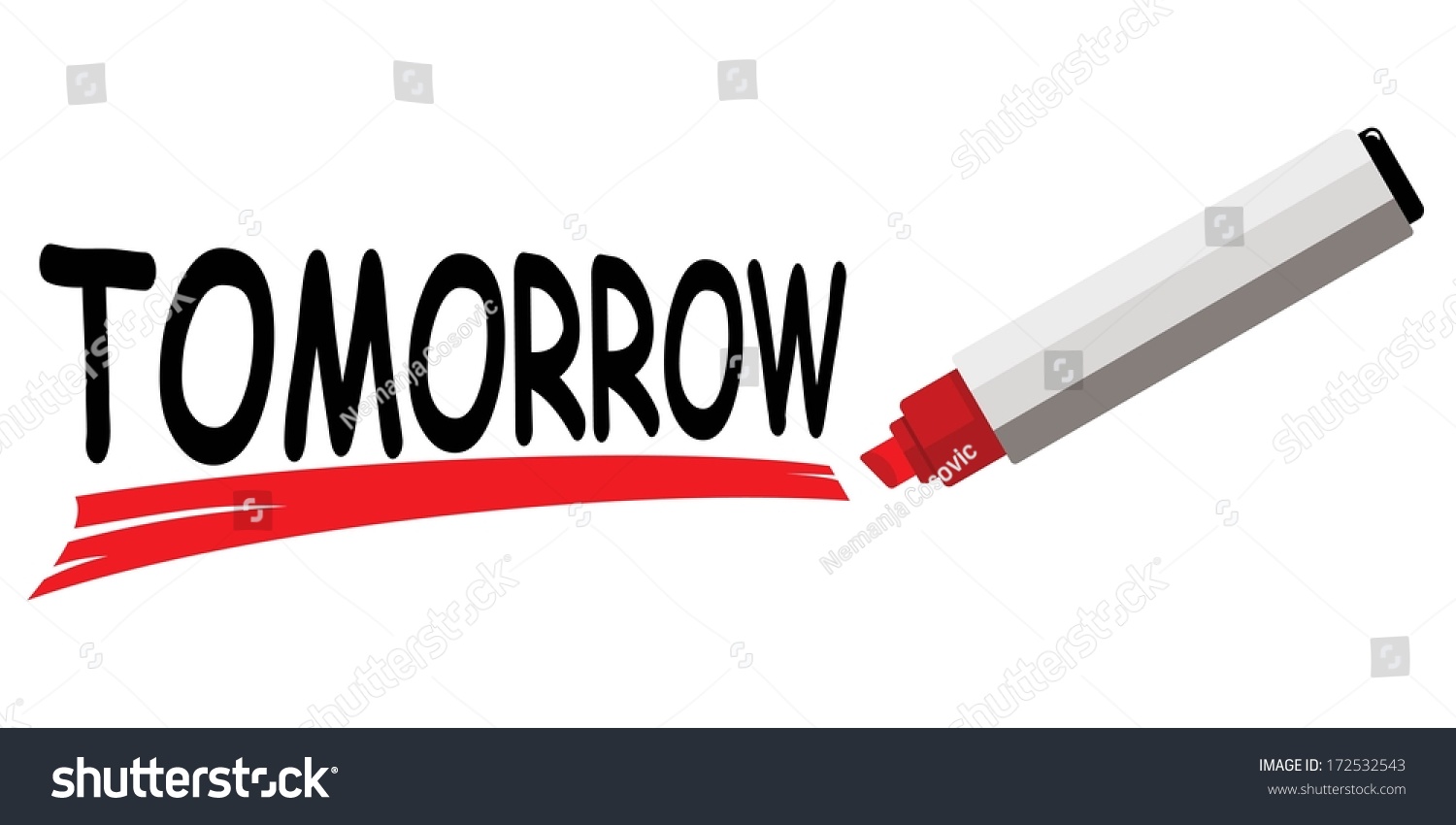 Red Marker Underlining Word Tomorrow Stock Vector (Royalty Free ...