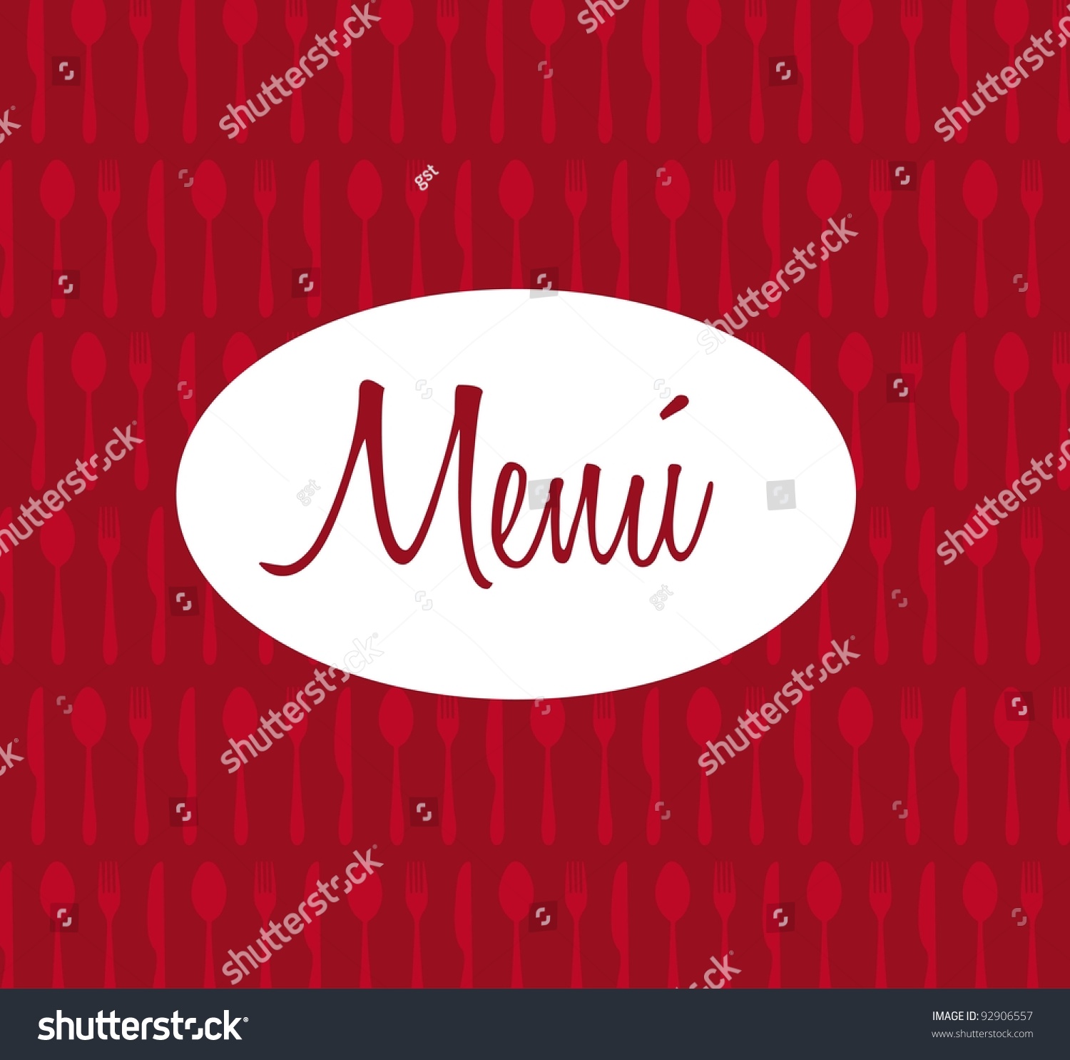 Red Menu With Cutlery Background. Vector Illustration - 92906557 ...