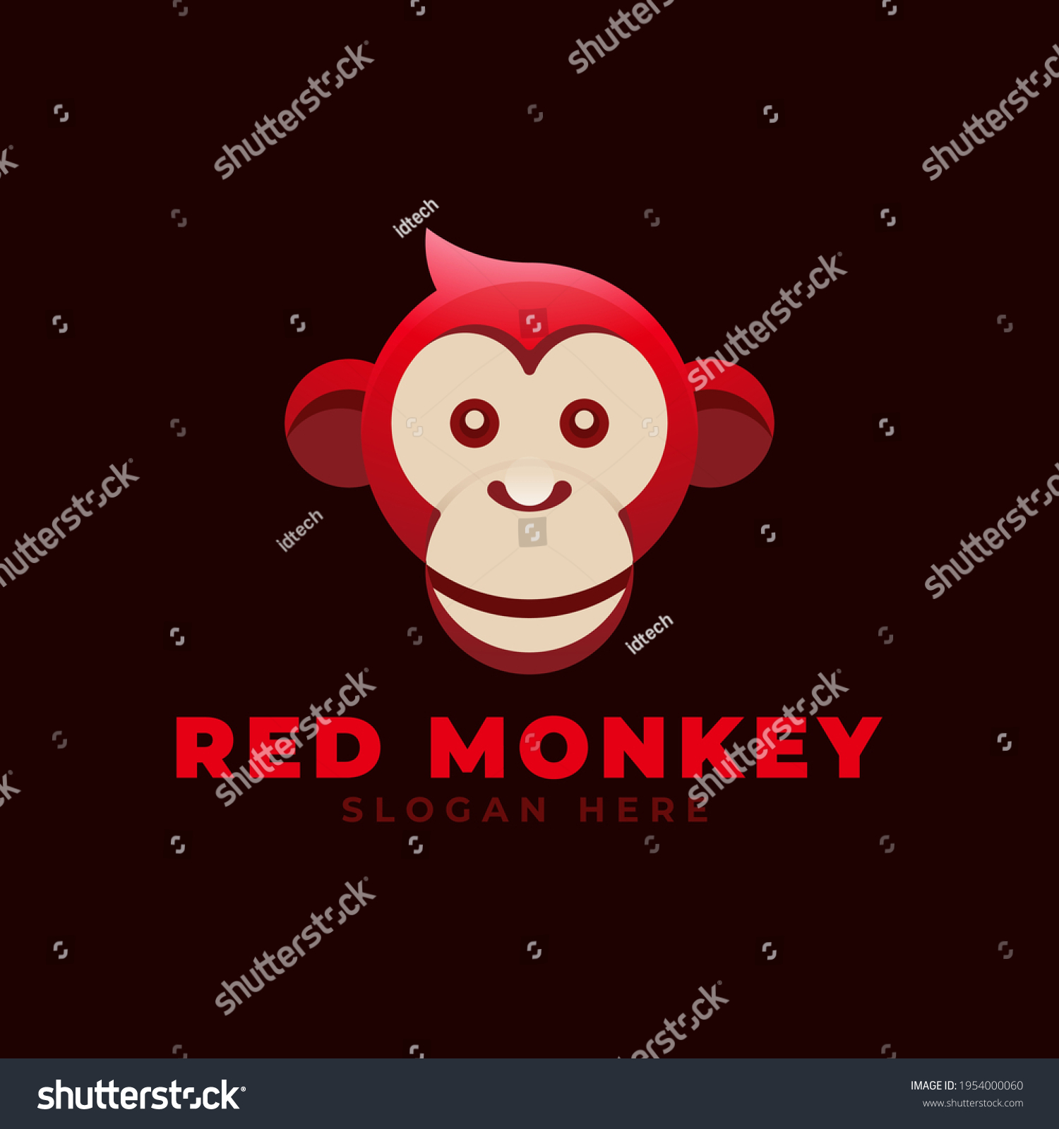 Red Monkey Mascot Logo Template Stock Vector (Royalty Free) 1954000060 ...