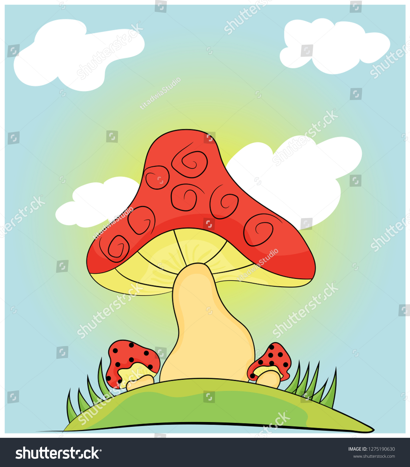 Red Mushroom Vector Stock Vector (Royalty Free) 1275190630 | Shutterstock