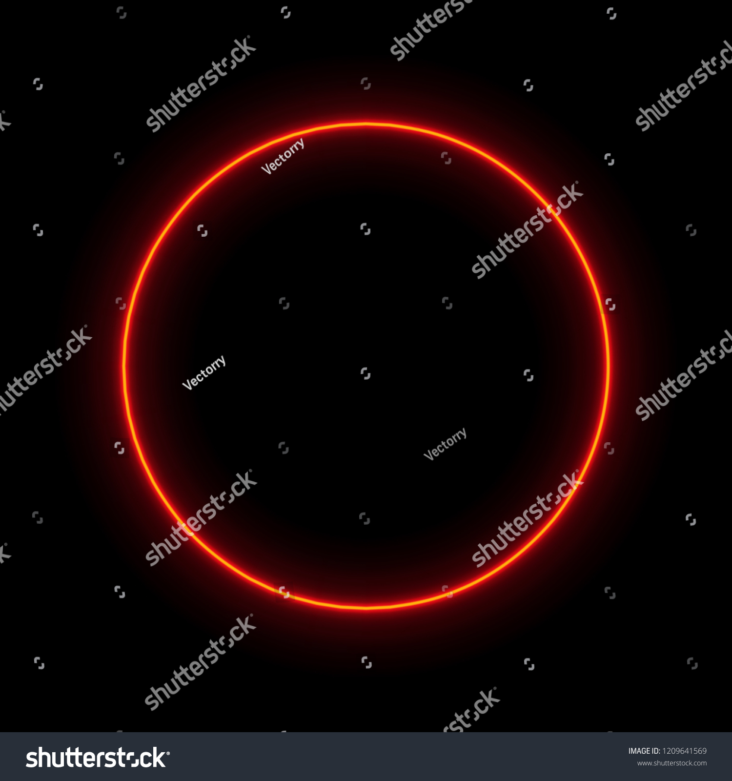 Red Neon Circle Frame Dark Background: vector de stock (libre de ...