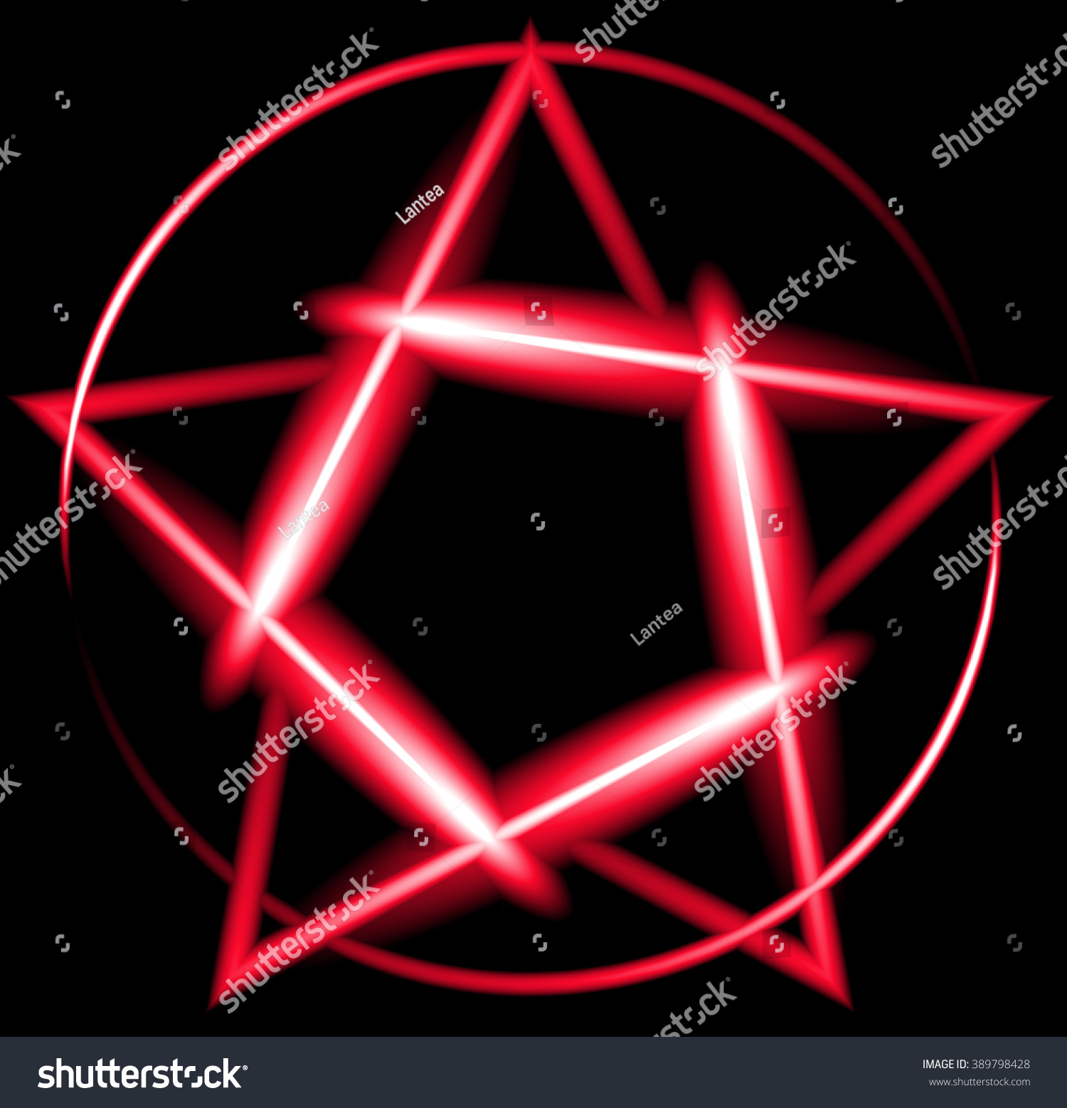 Red Neon Pentagram Black Background Stock Vector (Royalty Free) 389798428