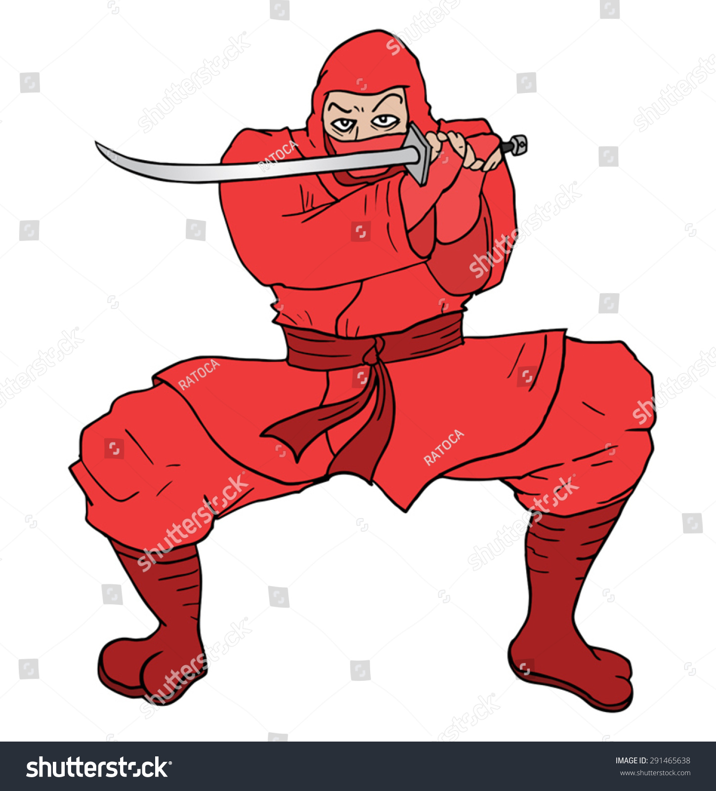 Red Ninja Drawing: vector de stock (libre de regalías) 291465638 ...