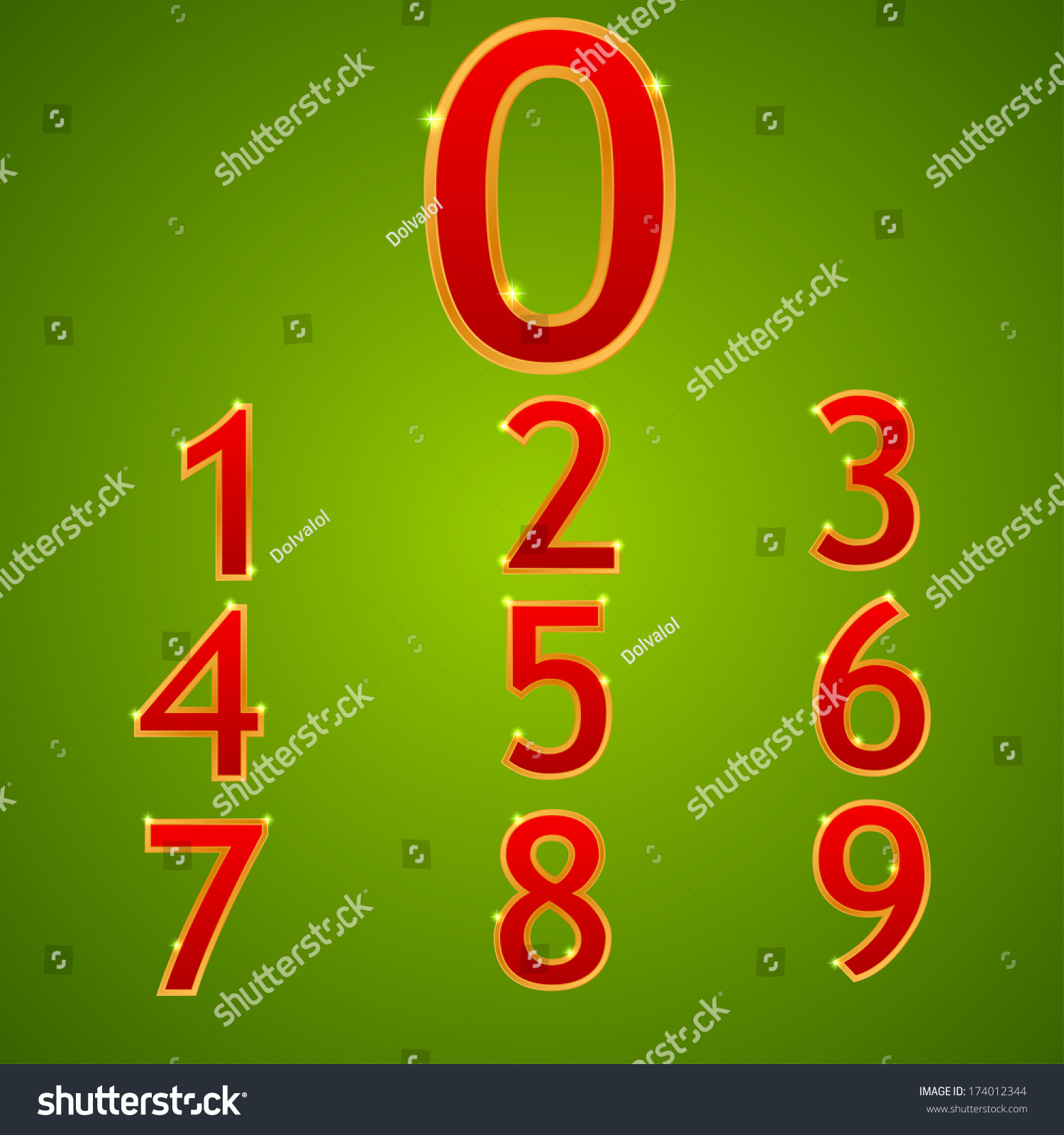 Red Numbers Gold Frame Stock Vector (Royalty Free) 174012344 | Shutterstock