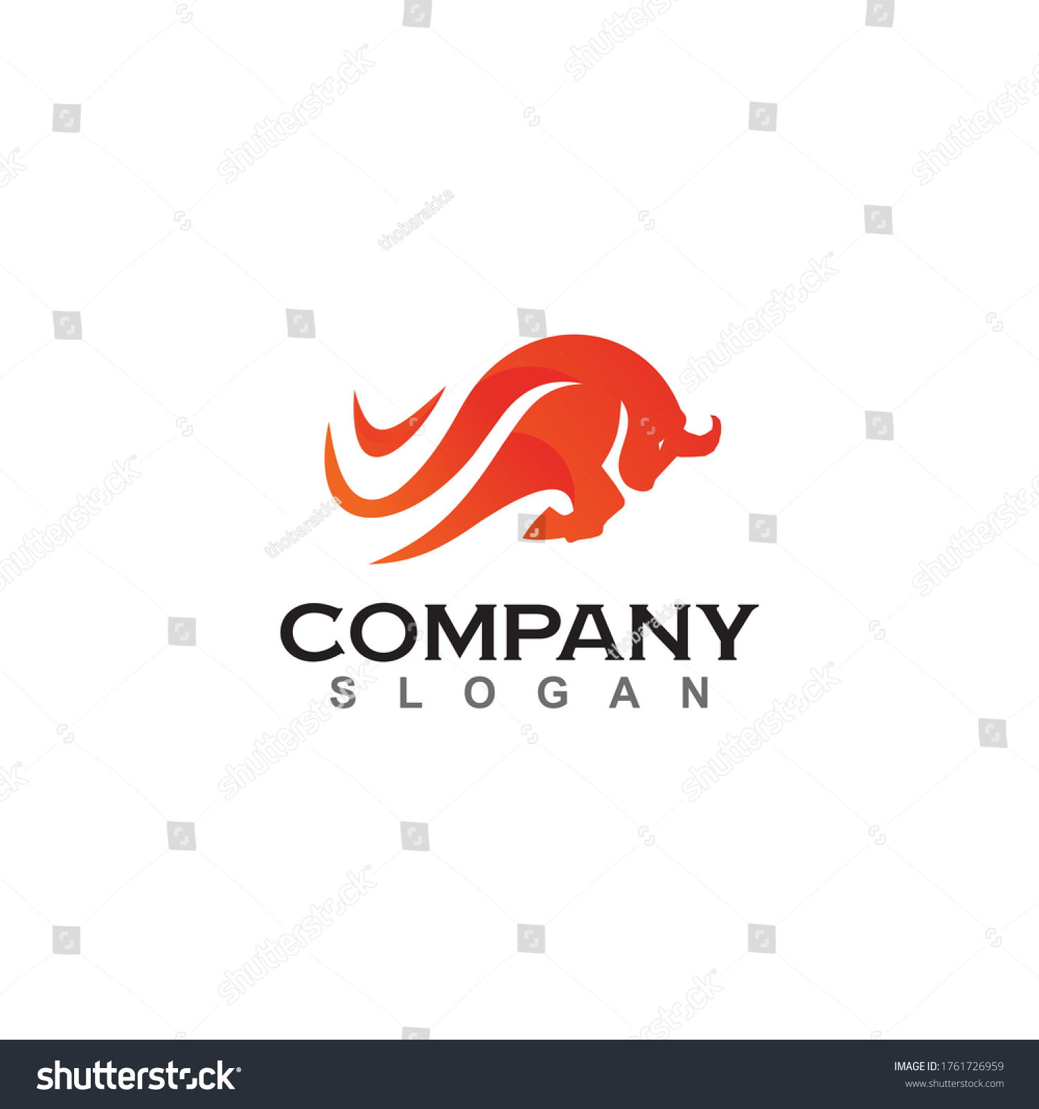 Red Orange Bull Attack Logo Design Stock Vector (Royalty Free ...