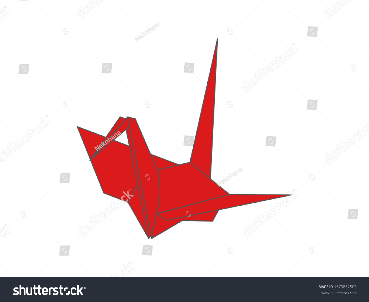 Red Origami Crane Vector Illustration Stock Vector (Royalty Free ...