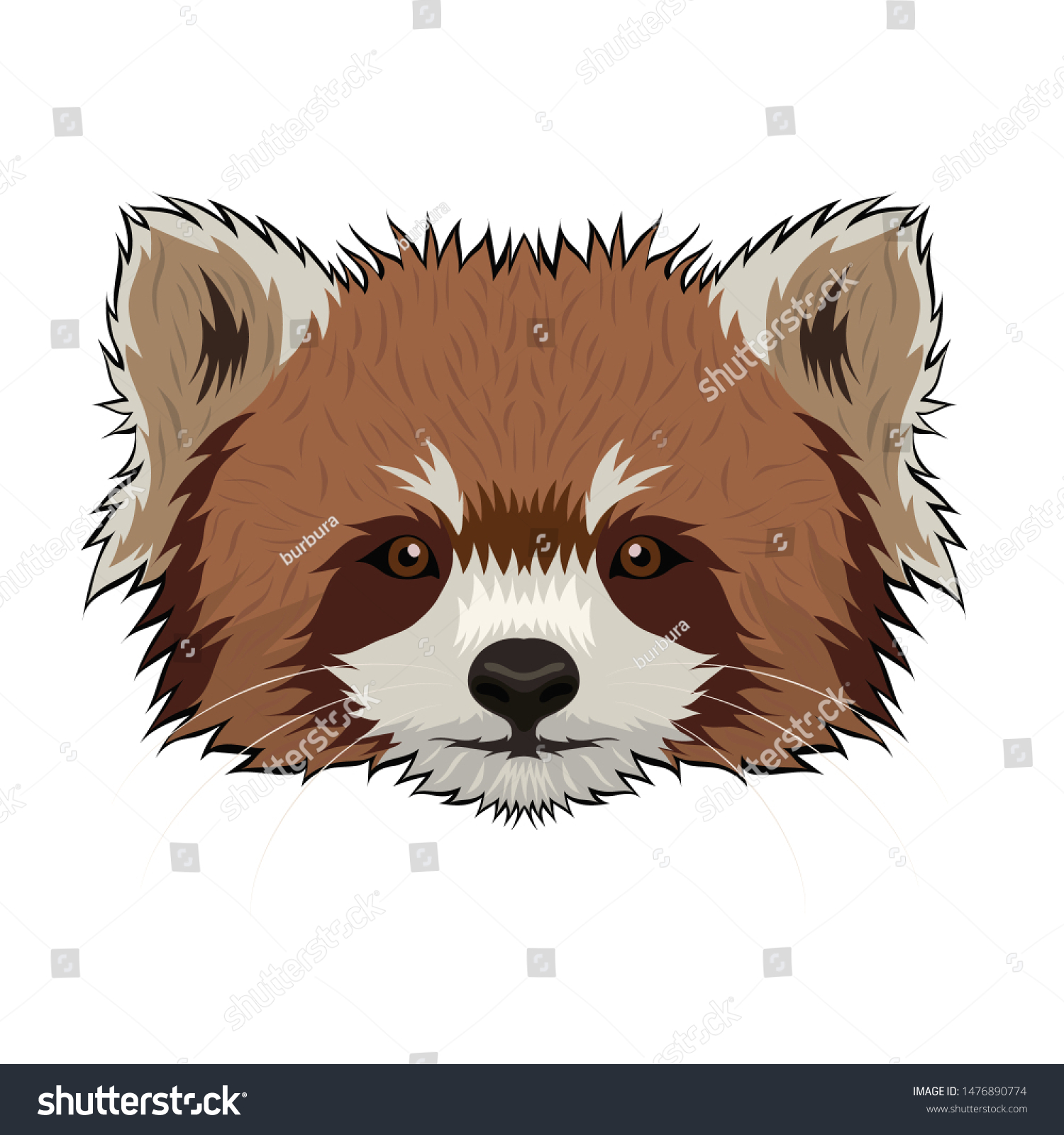 Red Panda Head Isolated On White Stock Vector (Royalty Free) 1476890774