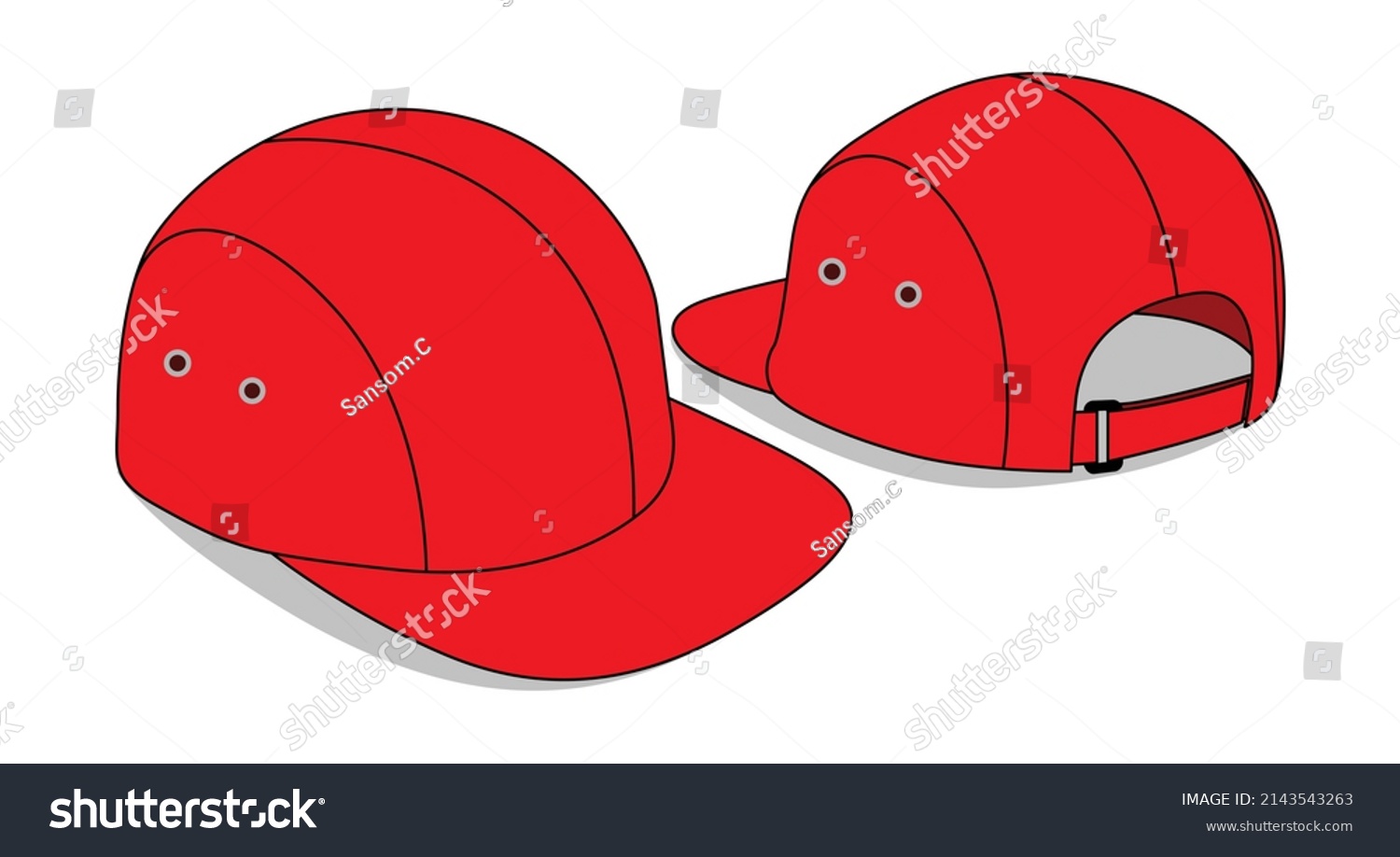 Red 4 Panel Cap Flat Brim Stock Vector (Royalty Free) 2143543263 ...