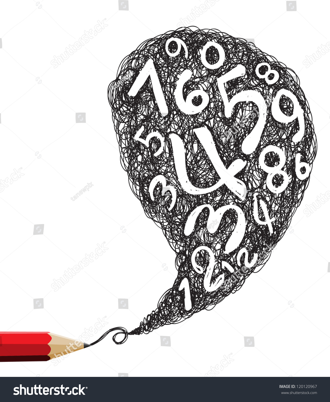Red Pencil Drawing Speech Numbers Symbols Stock Vector (royalty Free