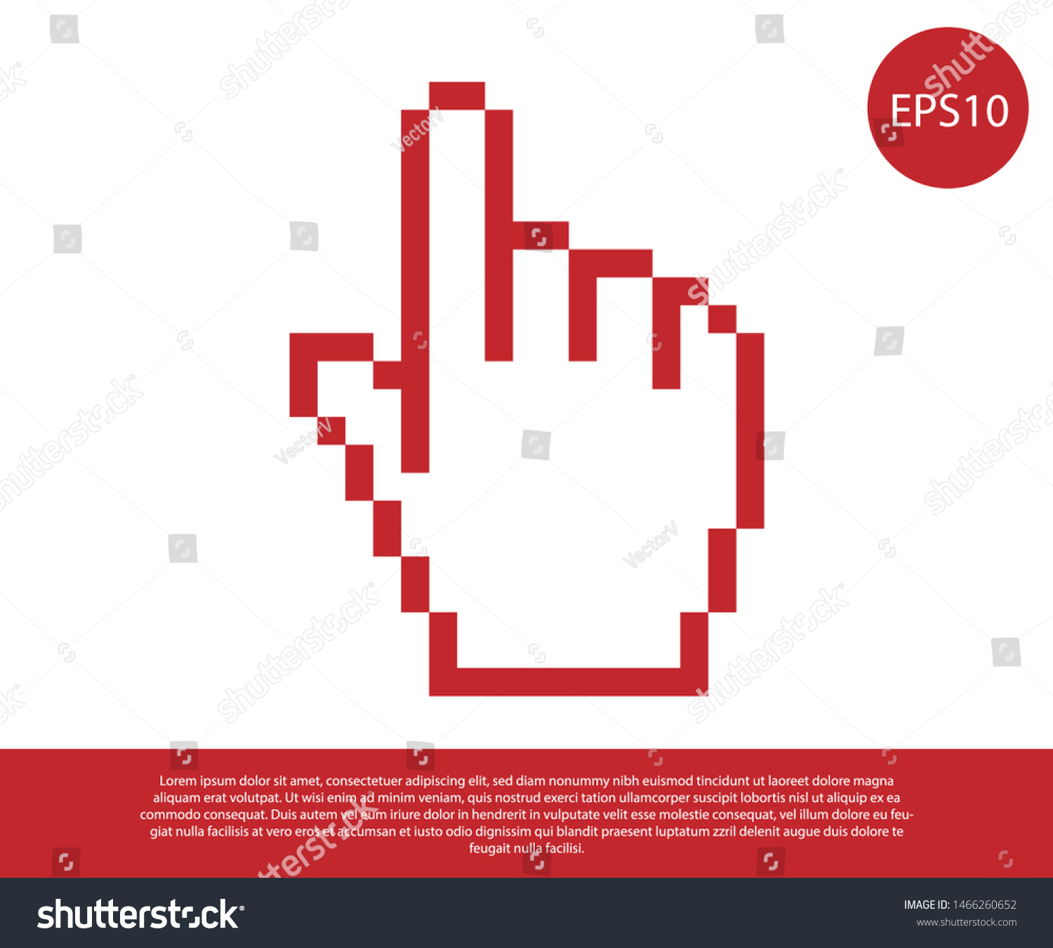 Red Pixel Hand Cursor Icon Isolated Stock Vector (Royalty Free ...