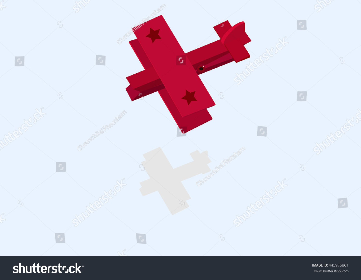 Red Plane Airship Vector Background Illustration Stock Vector (Royalty ...
