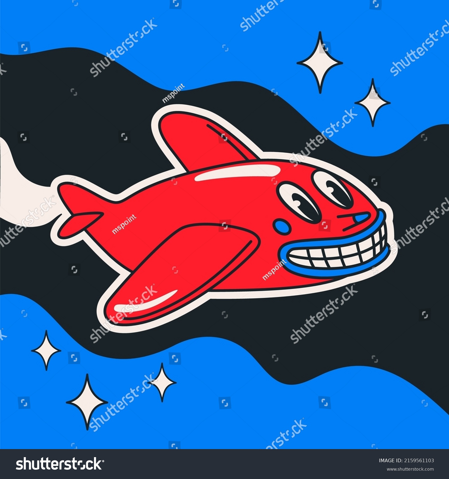 Red Plane Cartoon Vector Funny Cute Stock Vector (Royalty Free ...