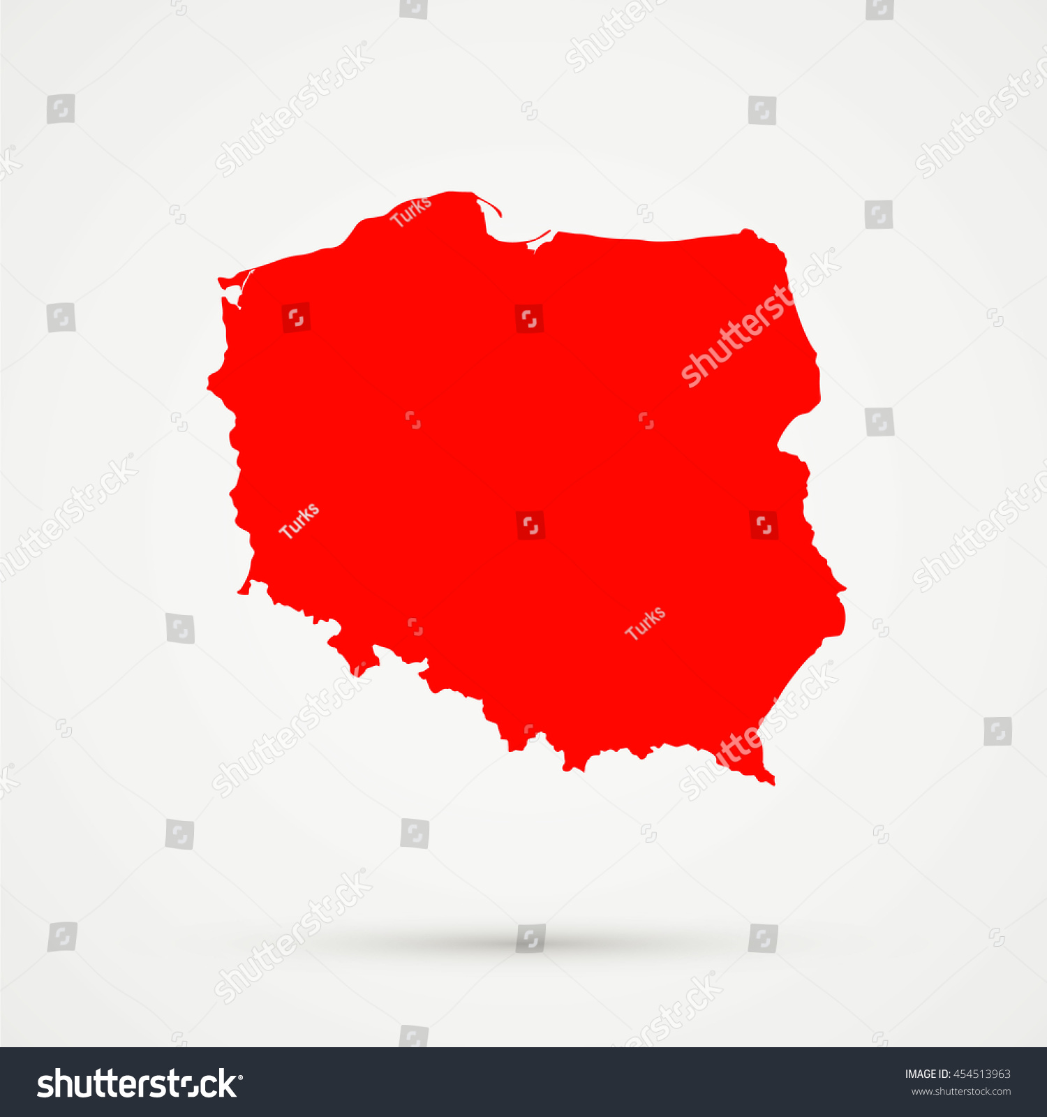 Red Poland Map Illustration Stock Vector (Royalty Free) 454513963 ...