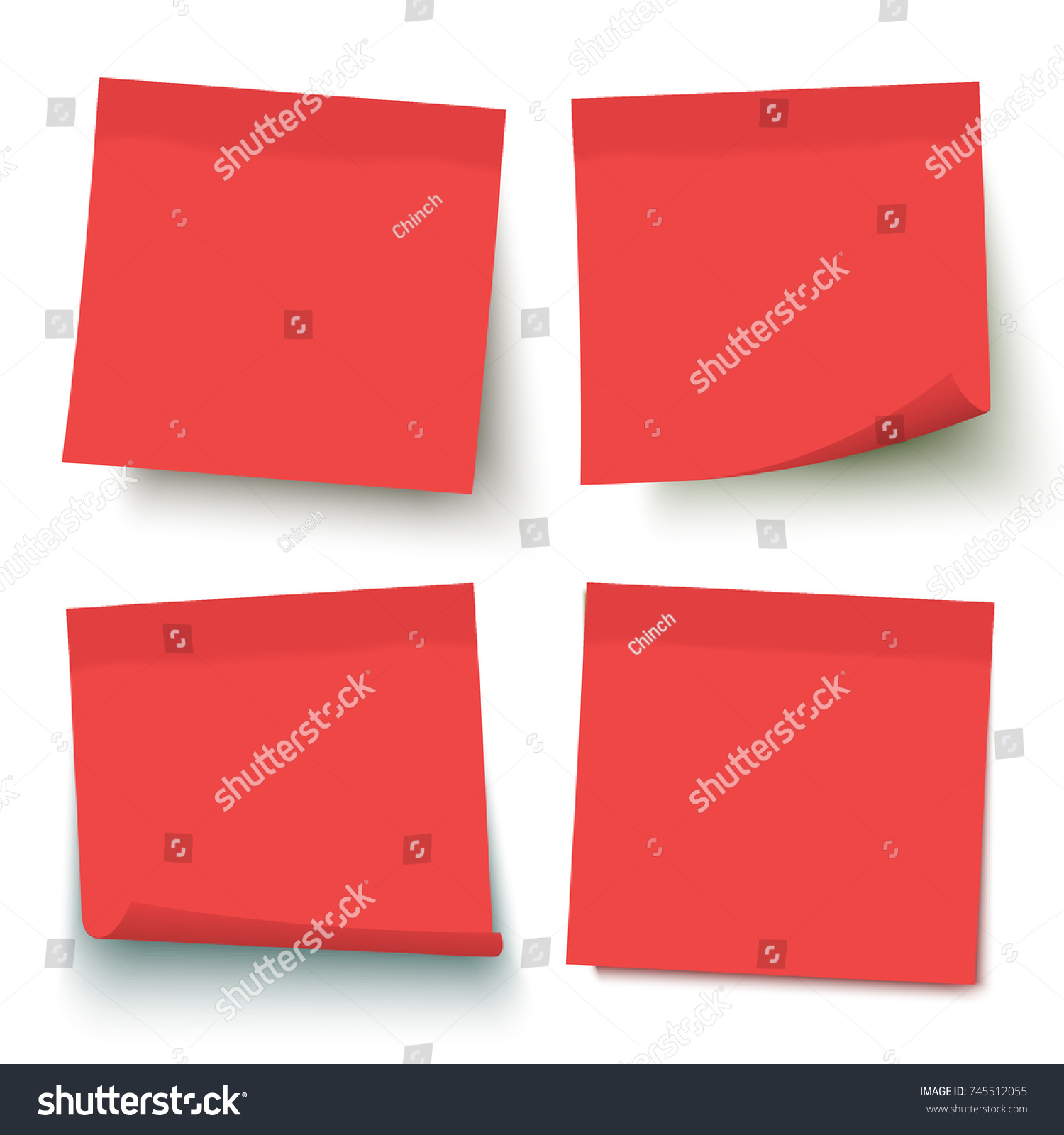 Red Post Note Set 4 Vector Stock Vector (Royalty Free) 745512055 ...