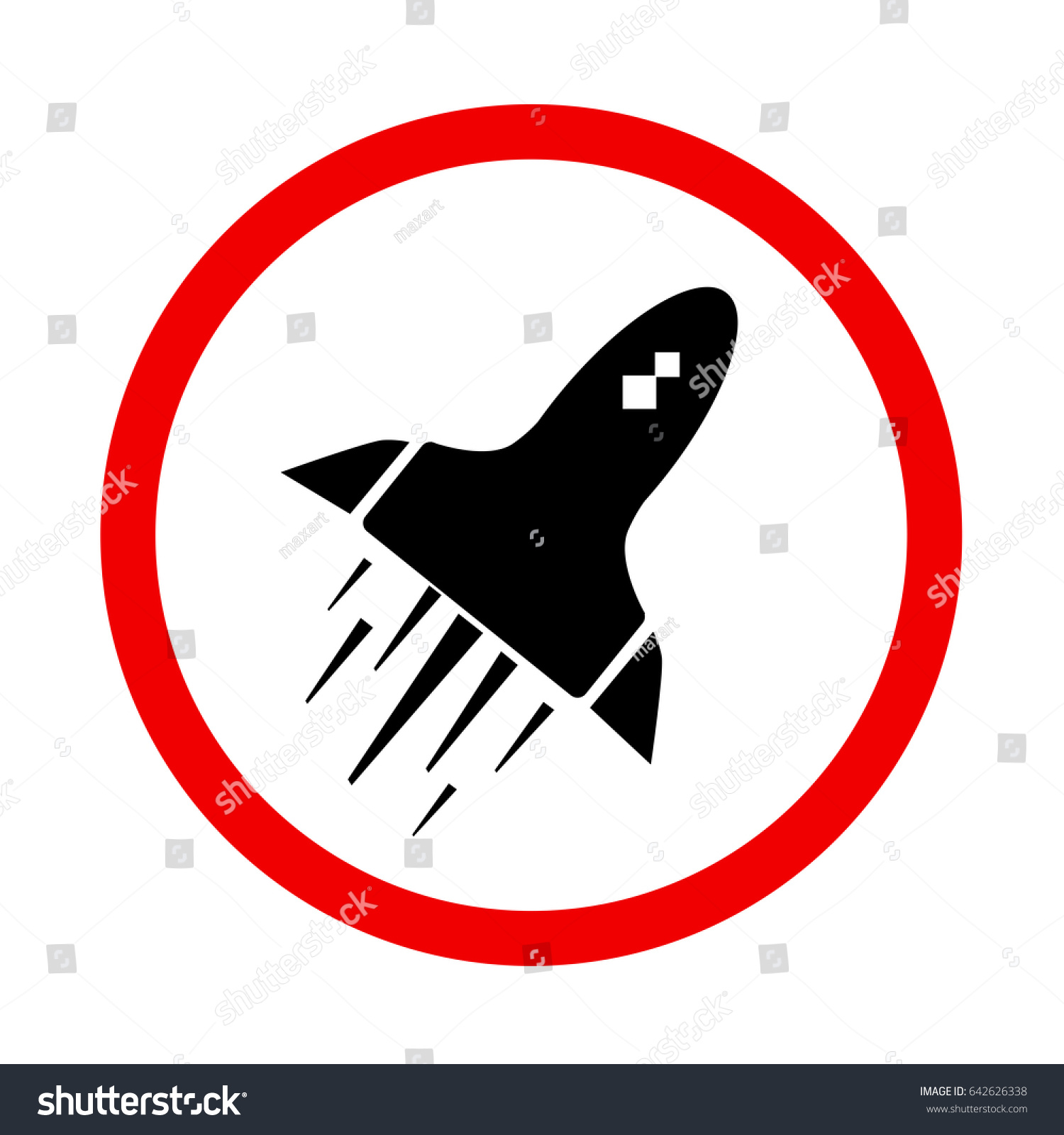 Red Prohibition Sign Rocket Stock Vector (Royalty Free) 642626338