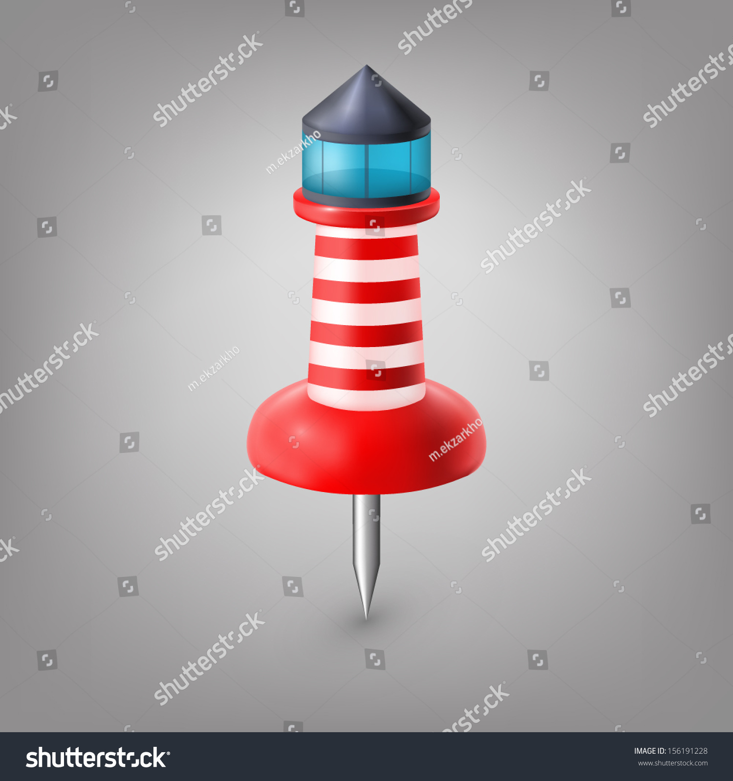 Red Push Pin Lighthouse Isolated Vector Stock Vector (Royalty Free ...