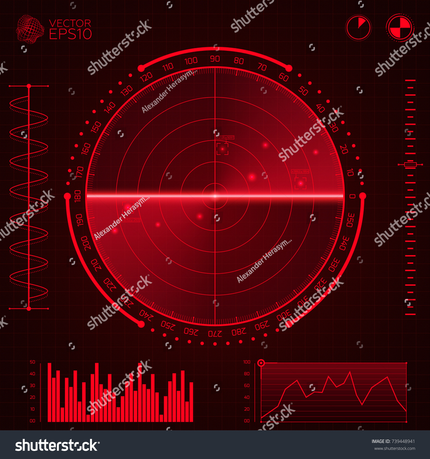 Red Radar Screenscreen Target Hud Interface: เวกเตอร์สต็อก (ปลอดค่า ...