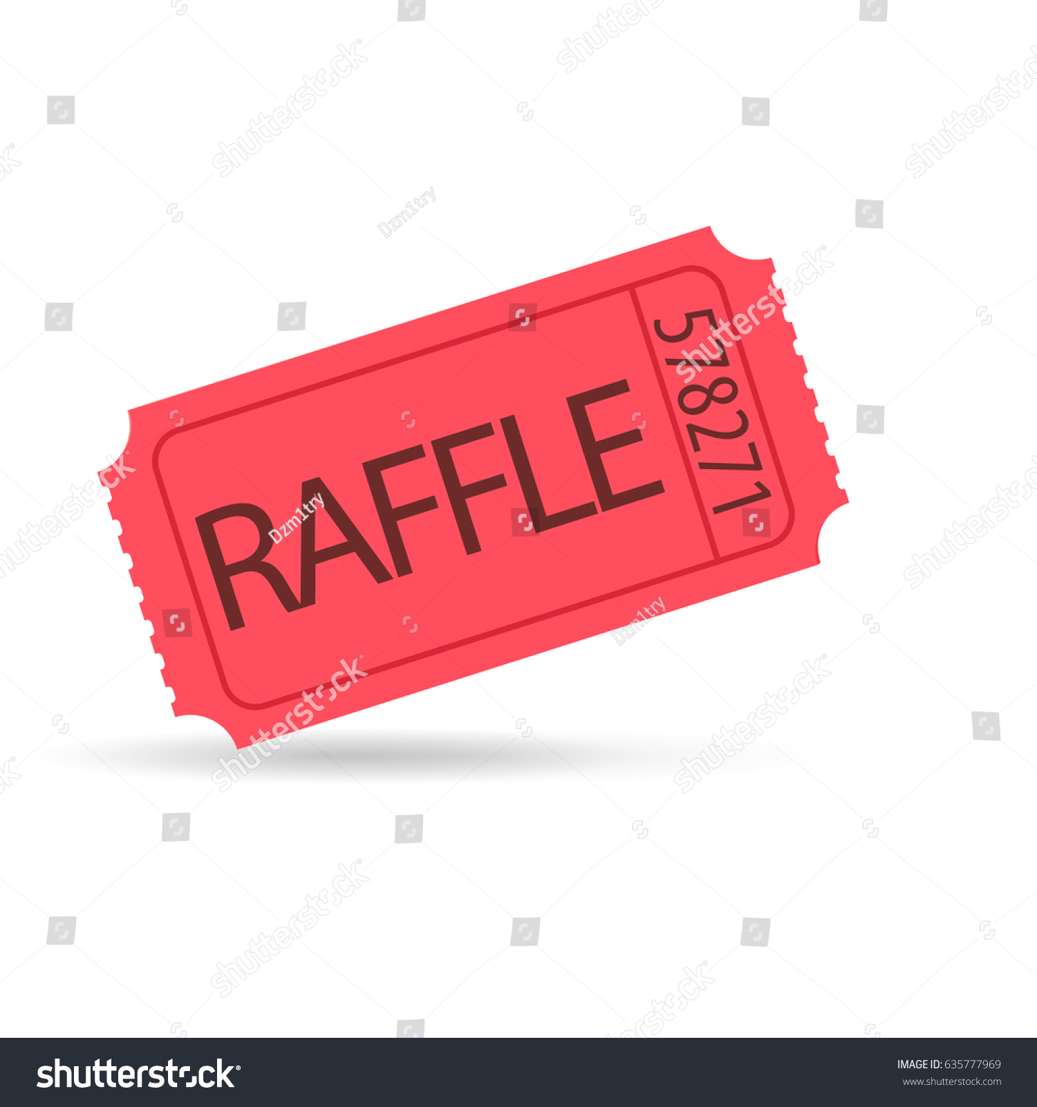 Red Raffle Ticket Vector Illustration Stock Vector 635777969 - Shutterstock