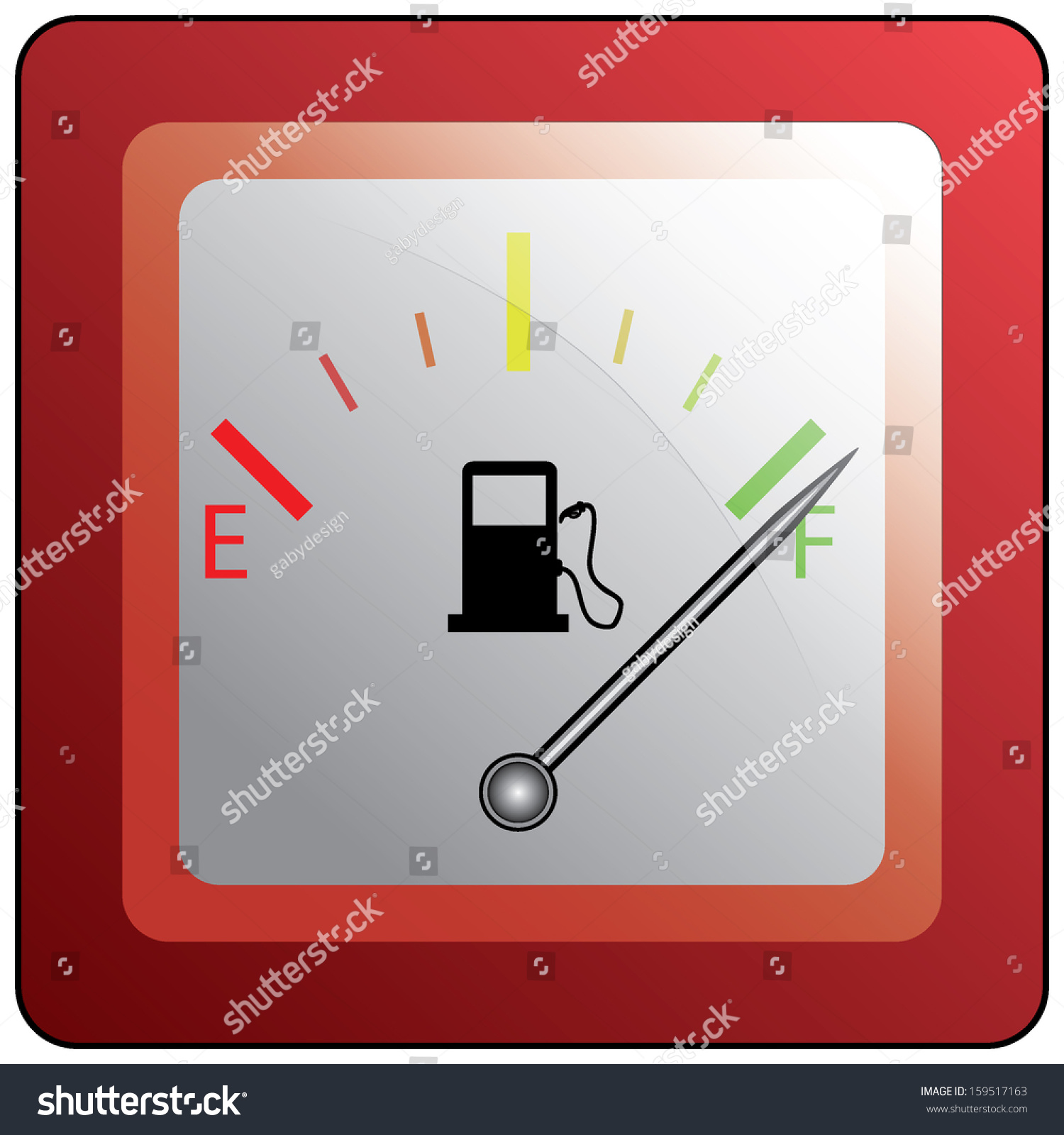Red Rectangle Button Fuel Gauge Isolated Stock Vector (Royalty Free ...