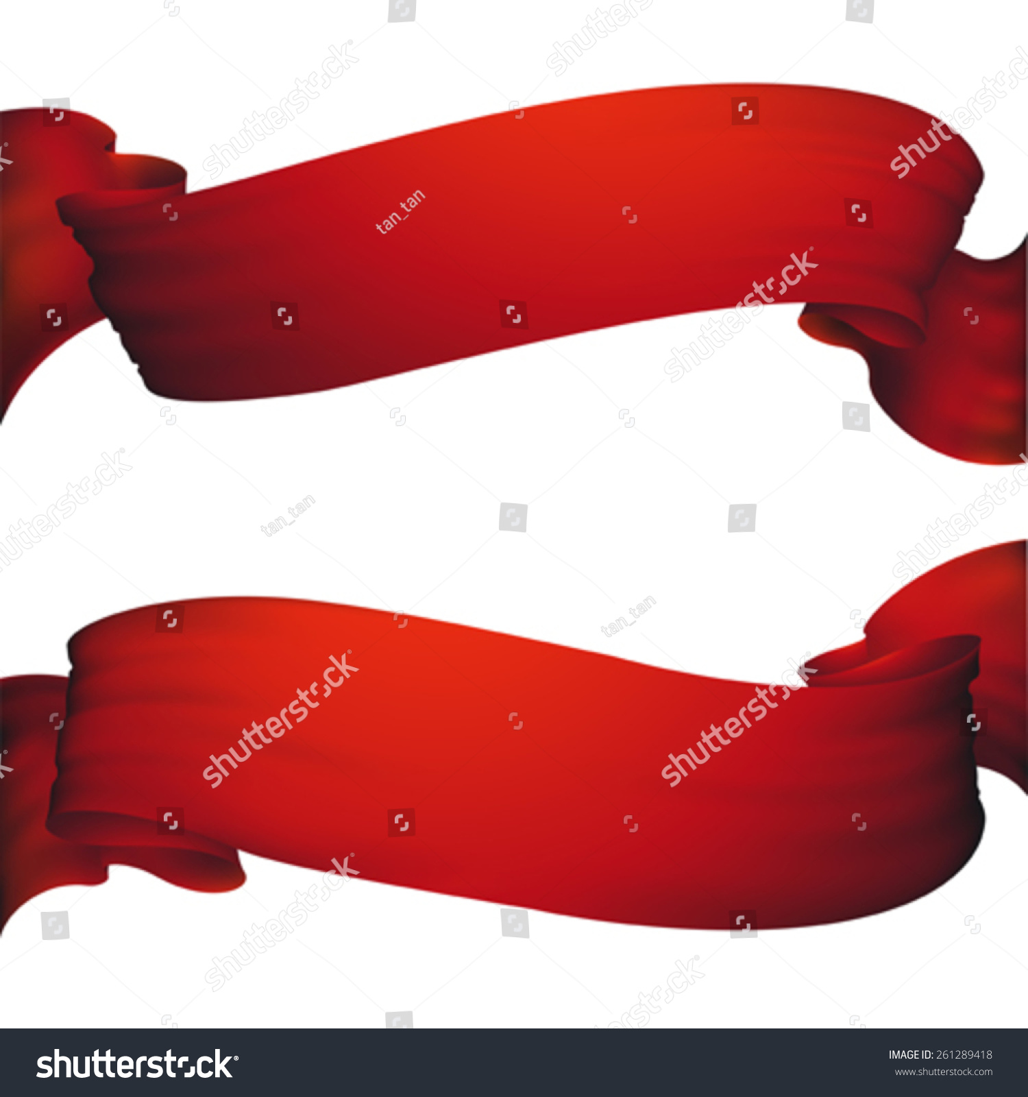 Red Ribbon Banner Vector Set Stock Vector (Royalty Free) 261289418 ...