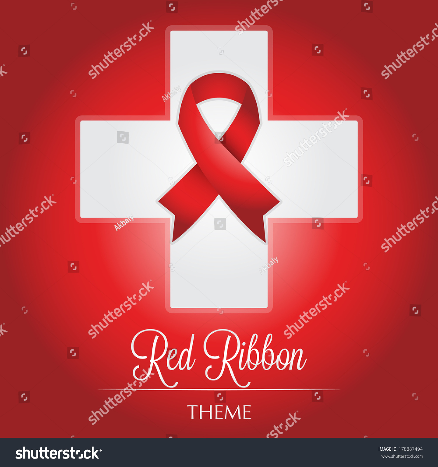 Red Ribbon Cross Theme Stock Vector (Royalty Free) 178887494