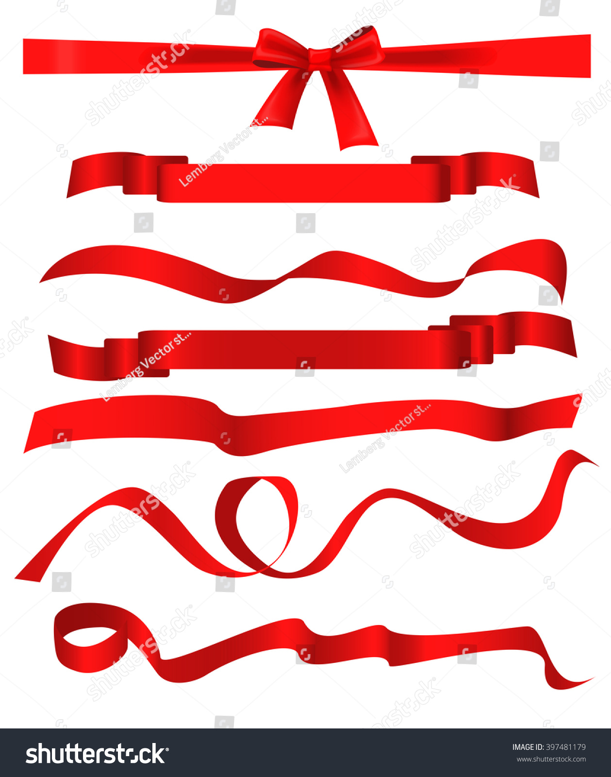 Red Ribbon Patterns Set Isolated On Stock Vector 397481179 - Shutterstock