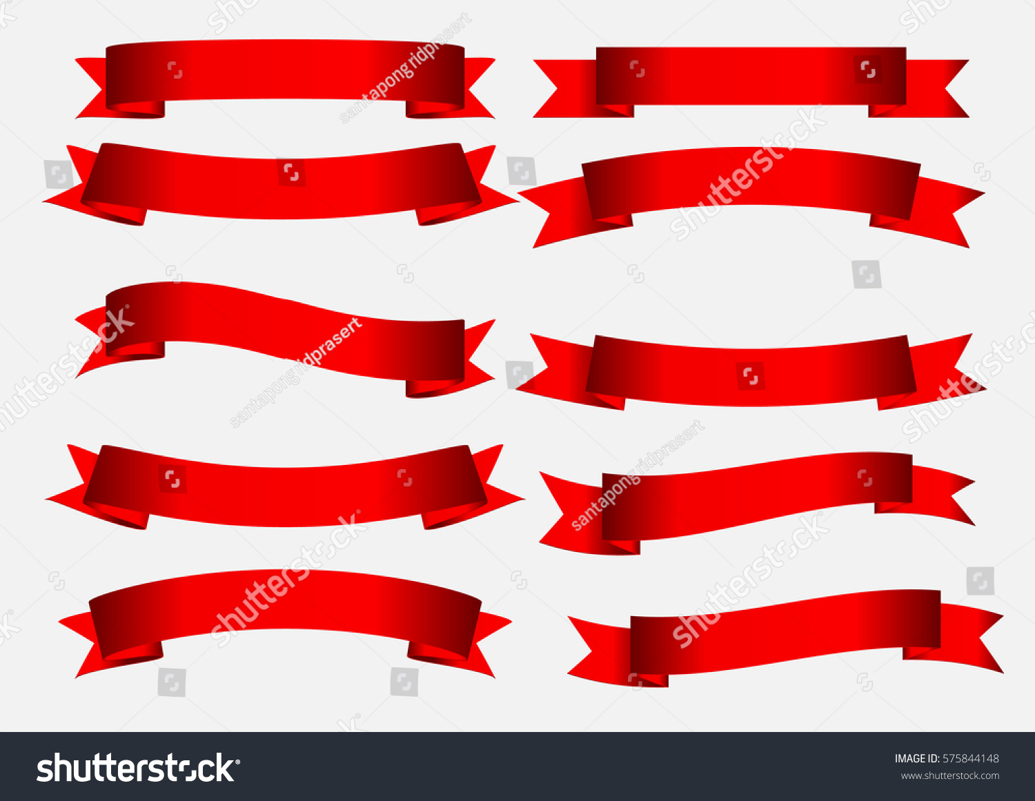 Red Ribbon Set Stock Vector (Royalty Free) 575844148 | Shutterstock