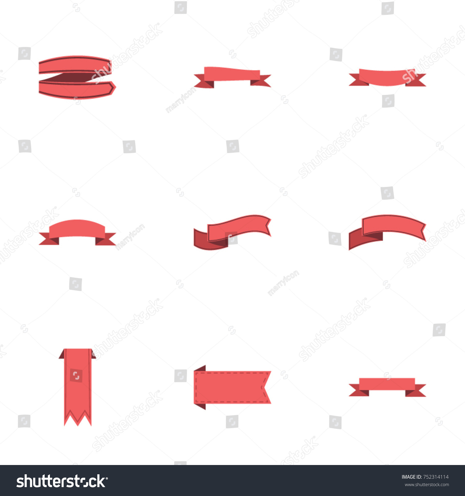 Red Ribbon Vector Collection Set Stock Vector (Royalty Free) 752314114 ...