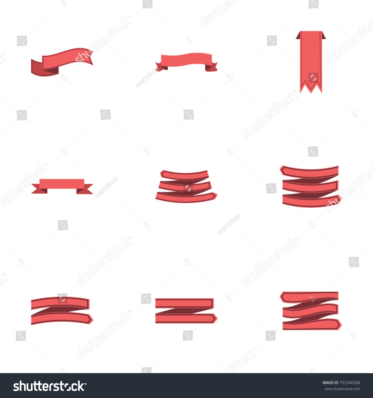Red Ribbon Vector Collection Set Stock Vector (Royalty Free) 752340268 ...