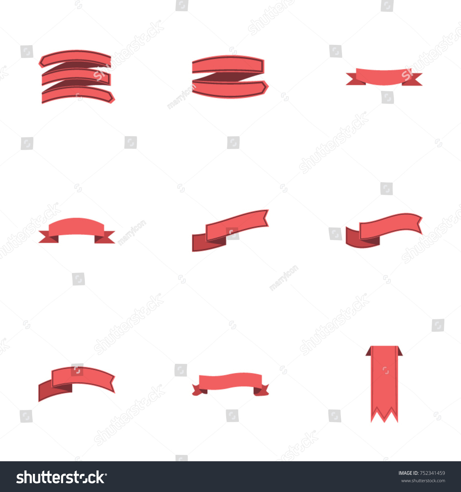 Red Ribbon Vector Collection Set Stock Vector (Royalty Free) 752341459 ...