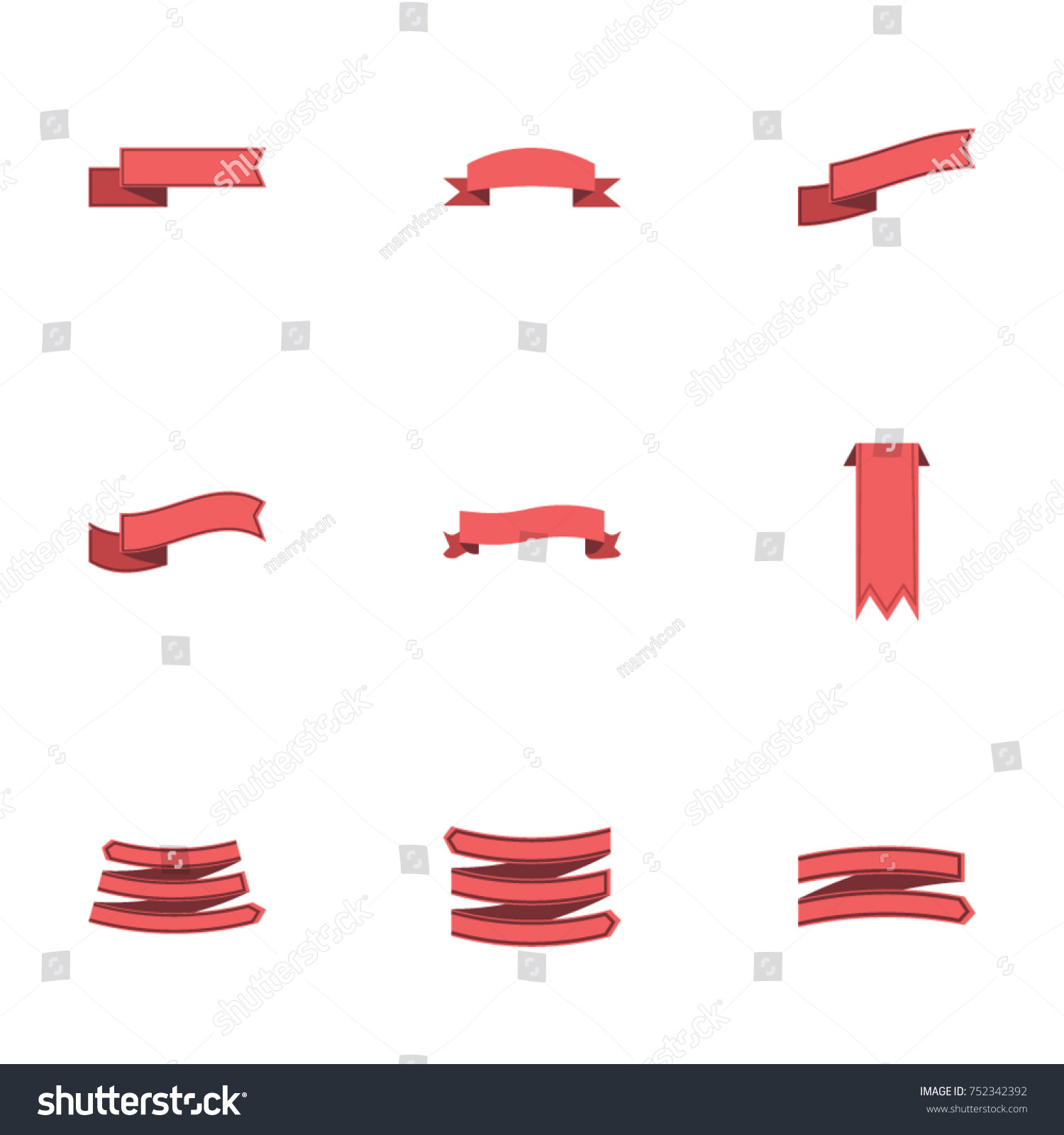 Red Ribbon Vector Collection Set Stock Vector (Royalty Free) 752342392 ...