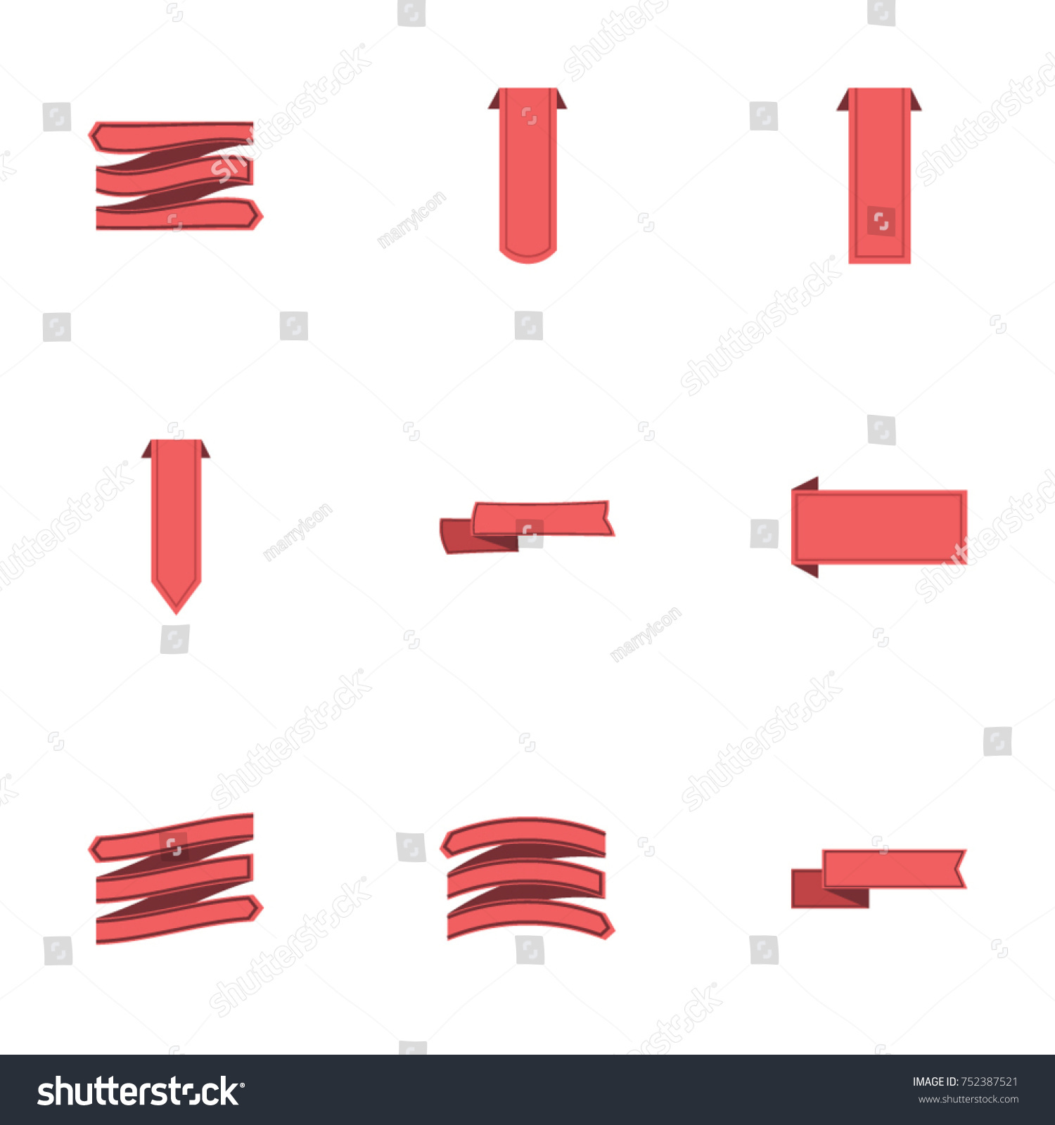 Red Ribbon Vector Collection Set Stock Vector (Royalty Free) 752387521