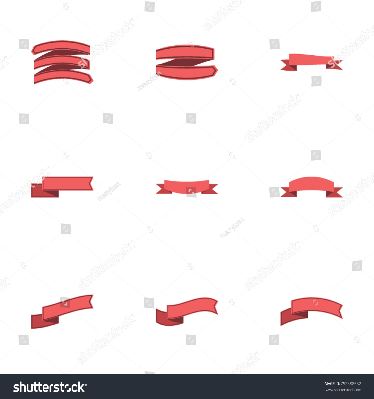 Red Ribbon Vector Collection Set Stock Vector (Royalty Free) 752388532 ...