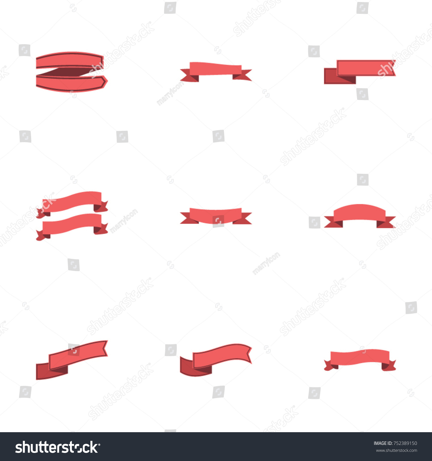 Red Ribbon Vector Collection Set Stock Vector (Royalty Free) 752389150 ...