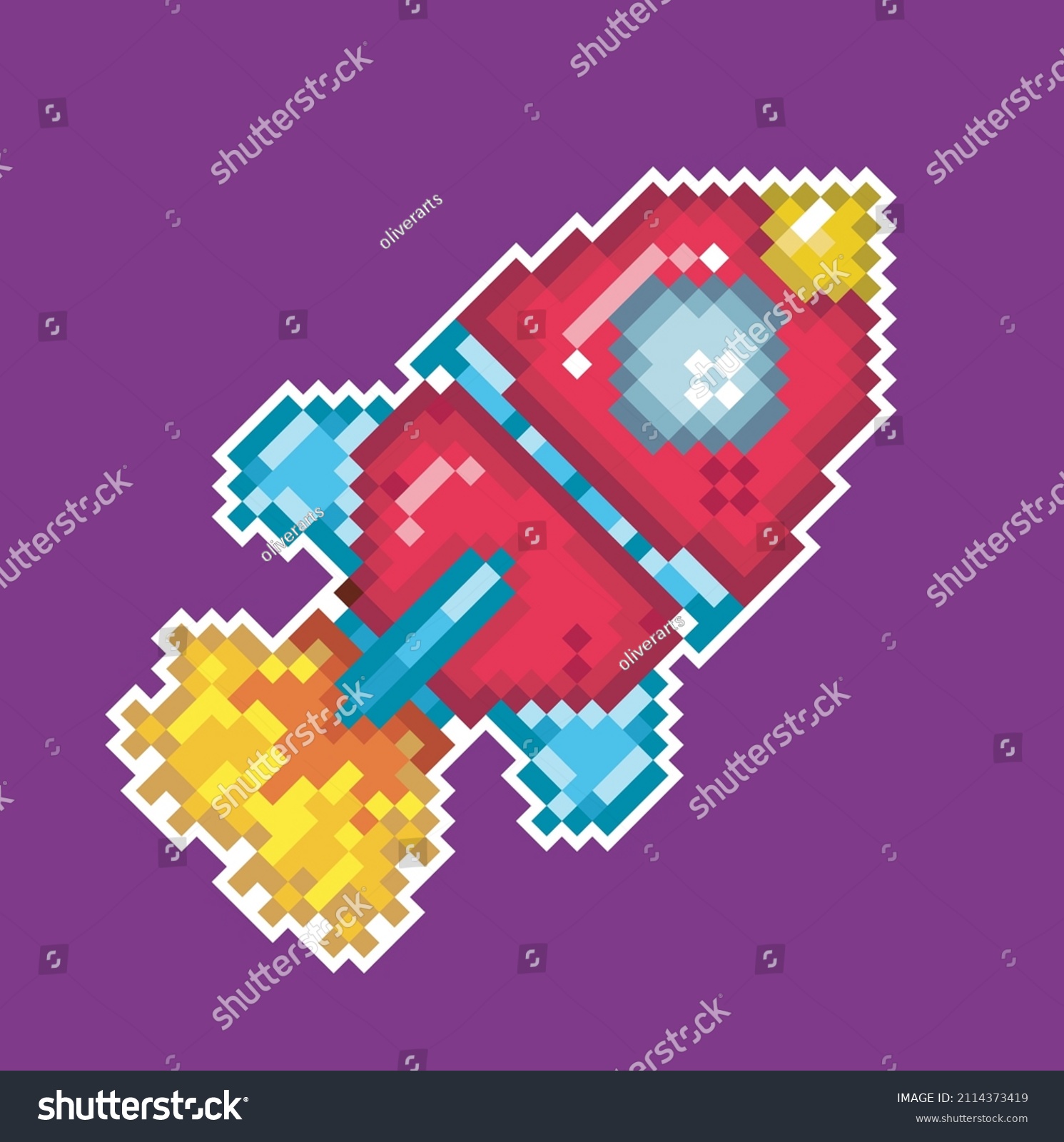Stock vektor „Red Rocket Ship Pixel Artvectorized Rocket“ (bez ...