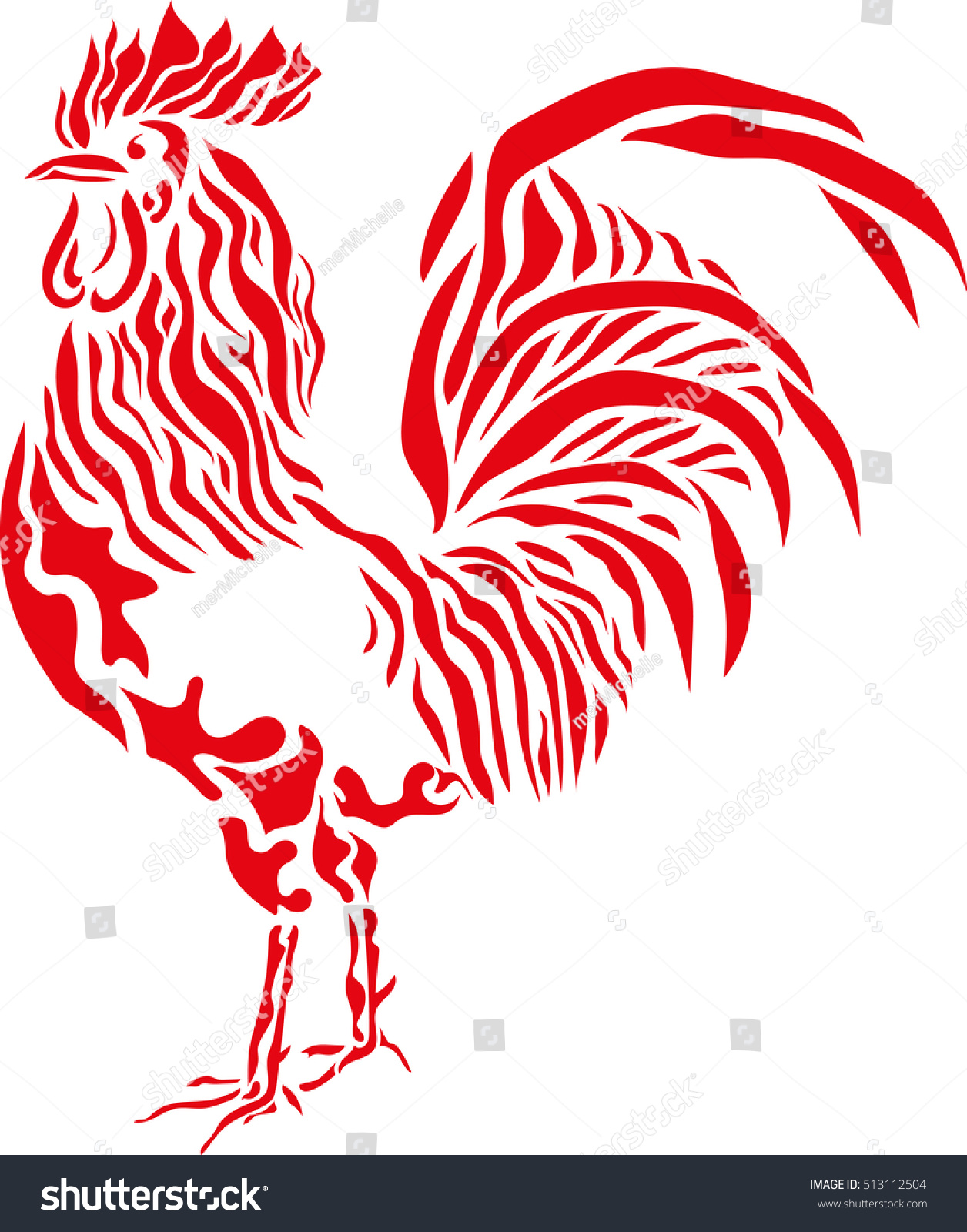 Red Rooster Symbol Stock Vector (Royalty Free) 513112504