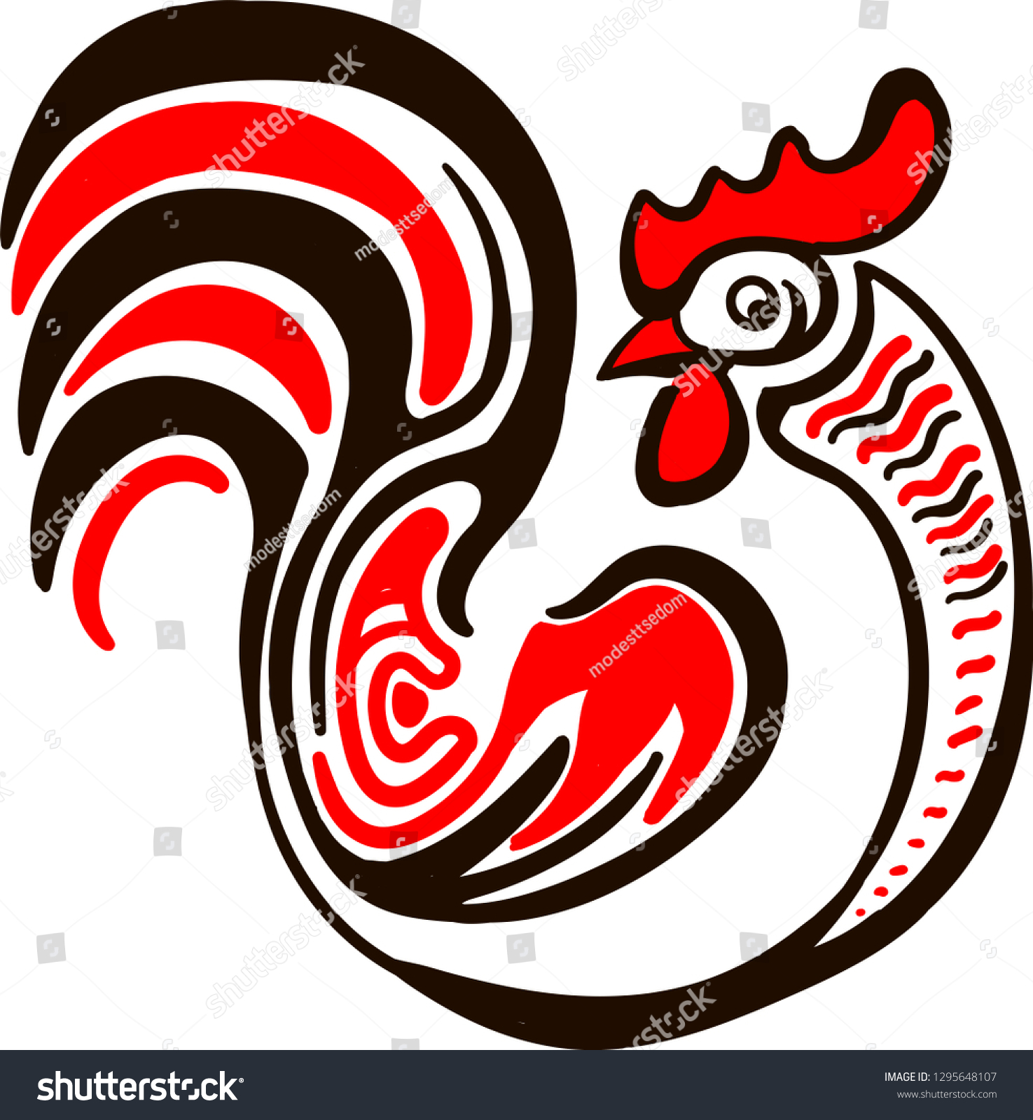 Red Rooster Vector Illustration Stock Vector (Royalty Free) 1295648107 ...