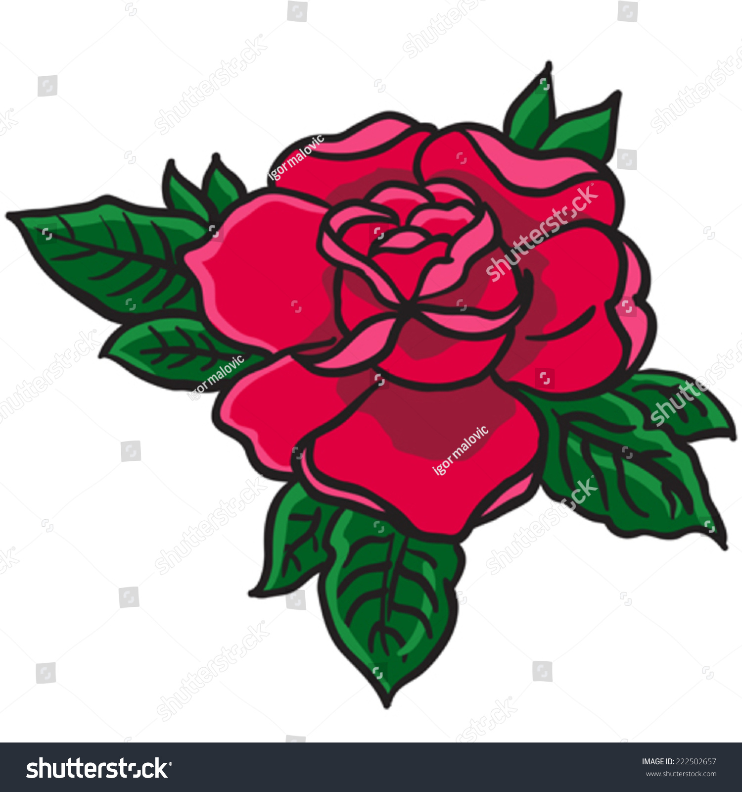 Red Rose Cartoon Stock Vector (Royalty Free) 222502657 | Shutterstock