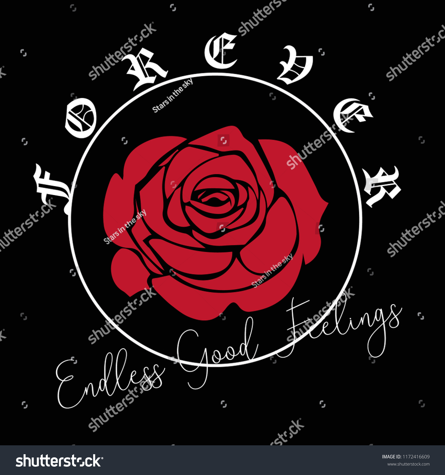 Red Rose Circle Text Art Vector Stock Vector (Royalty Free) 1172416609