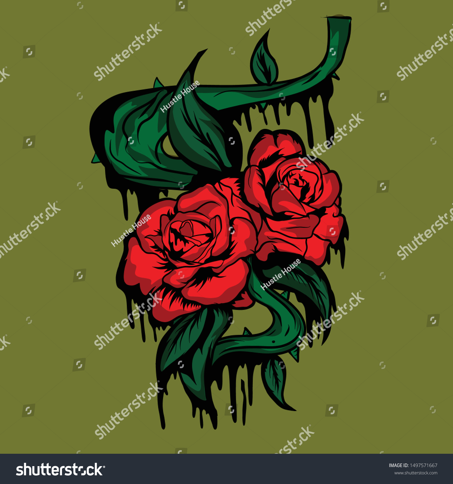 Red Rose Dripping Vector Illustration: เวกเตอร์สต็อก (ปลอดค่าลิขสิทธิ์ ...