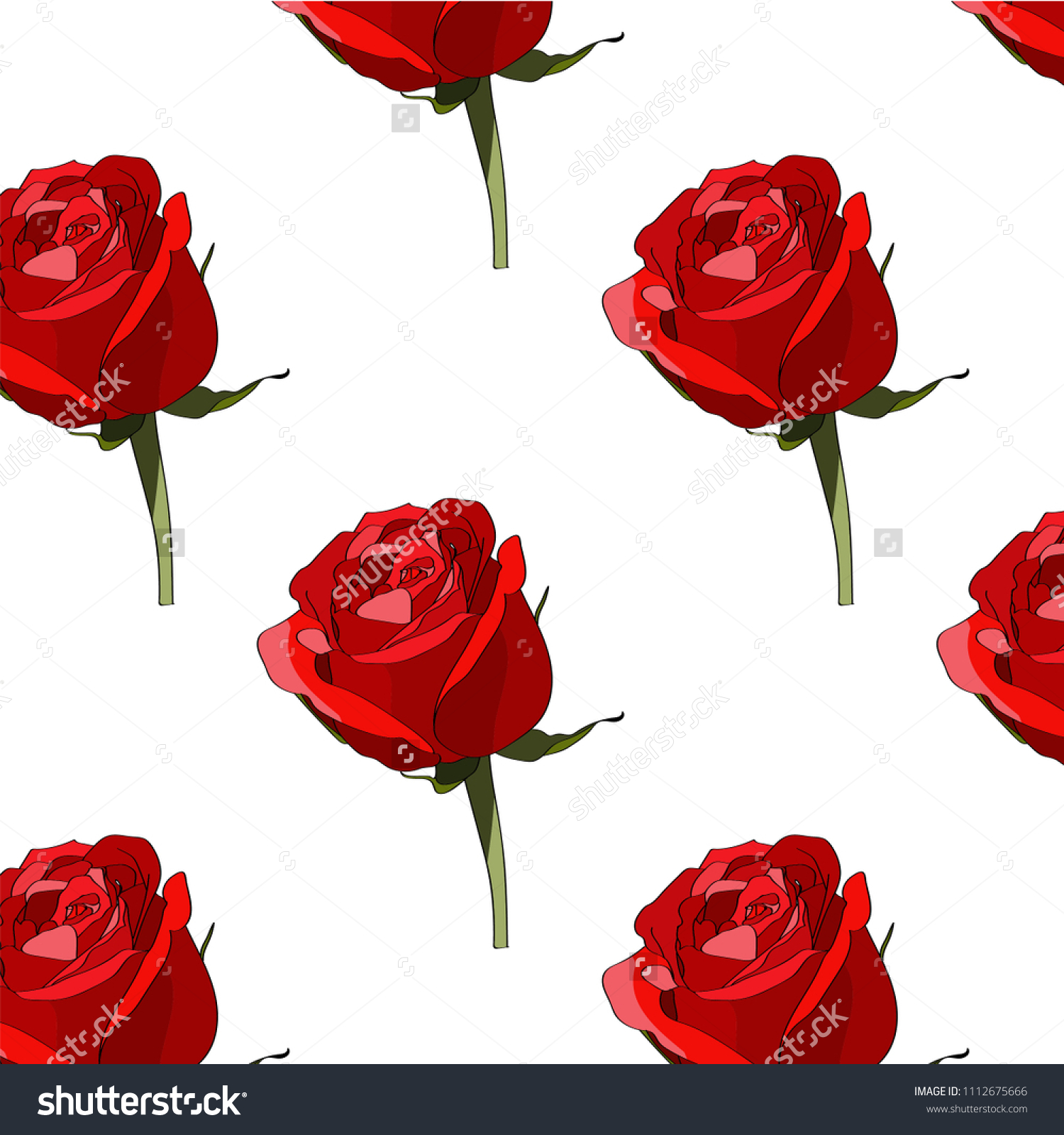 Red Rose Pattern Vector Illustration Stock Vector (Royalty Free ...