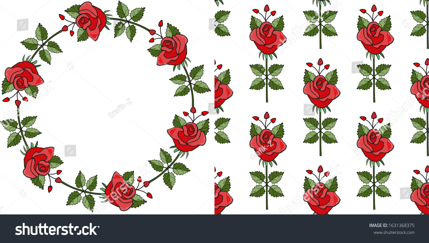 Red Roses Vector Seamless Frame Abstract Stock Vector (Royalty Free ...