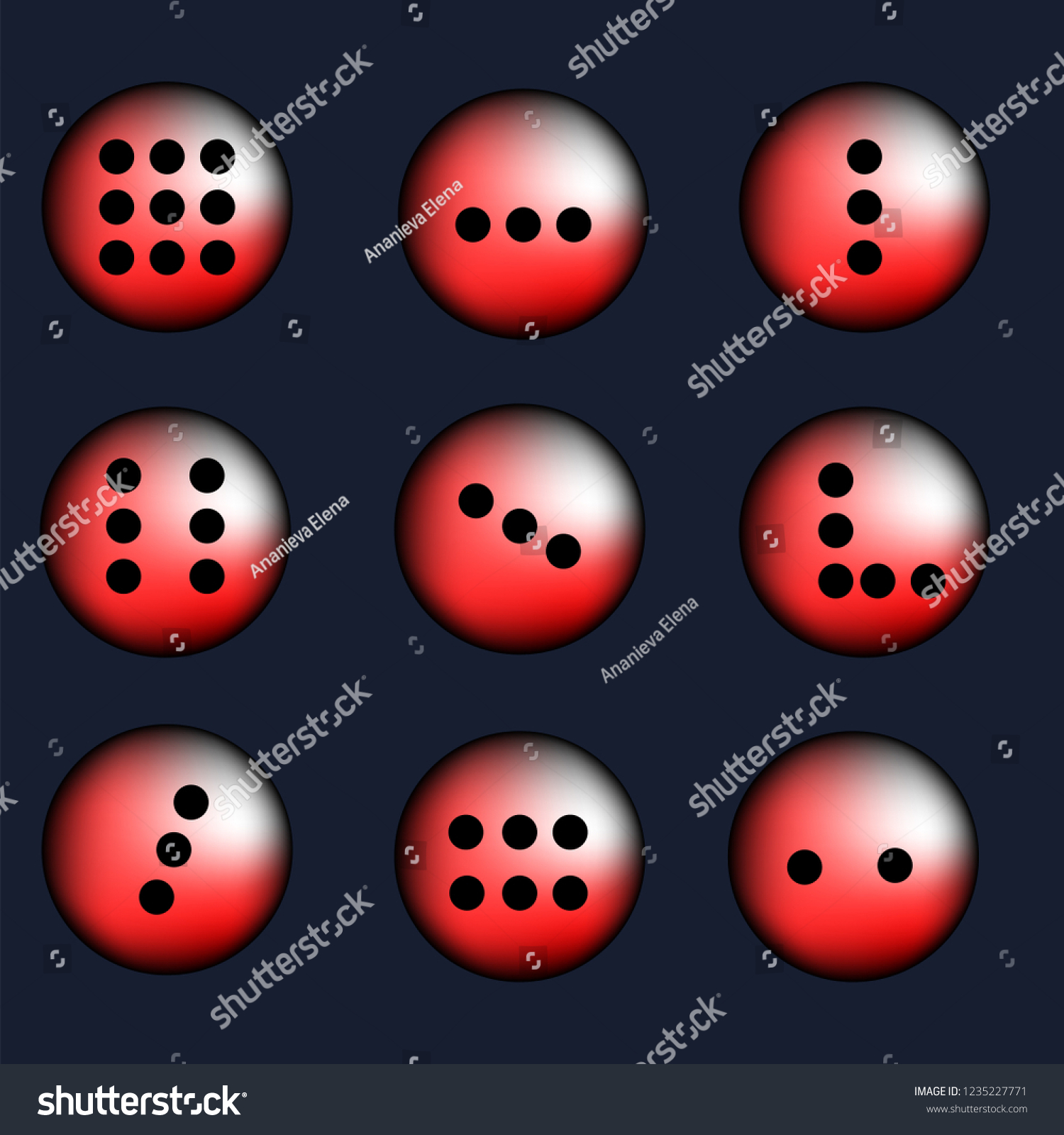 Red Round Buttons Nine Different Forms Stock Vector (Royalty Free ...