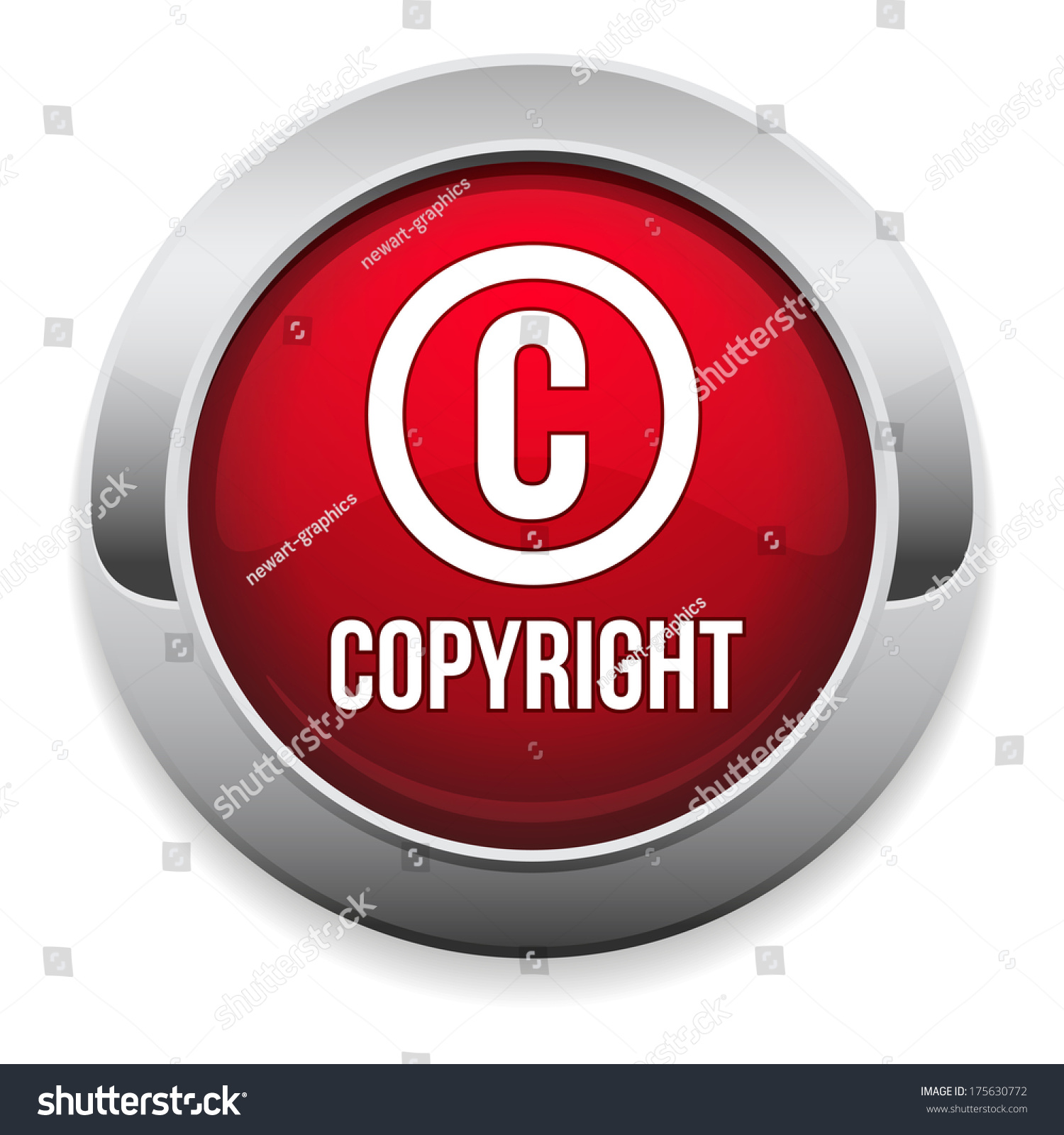 Red Round Copyright Button Metallic Border Stock Vector (Royalty Free ...