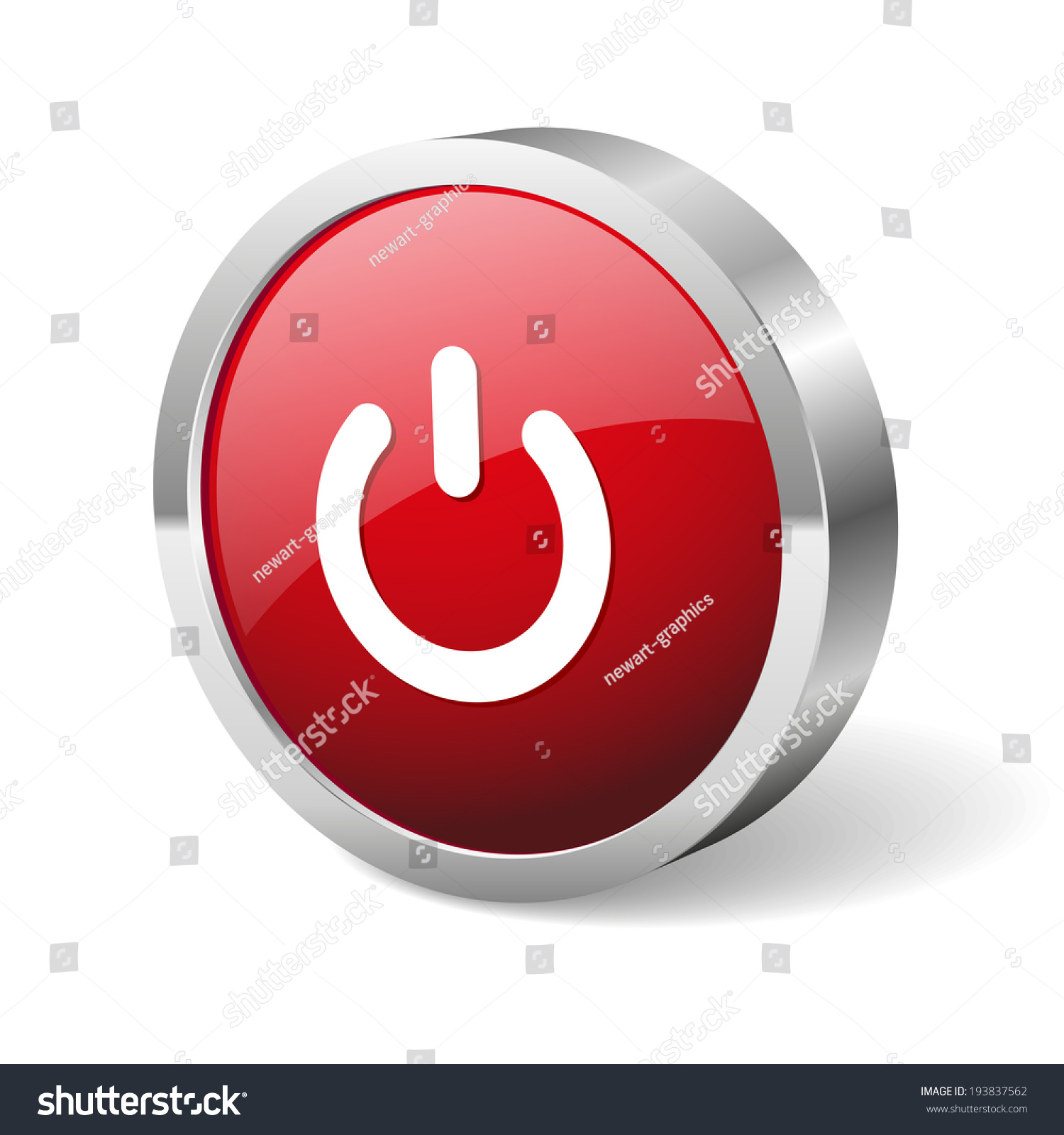 Red Round Start Button Metallic Border Stock Vector (Royalty Free ...