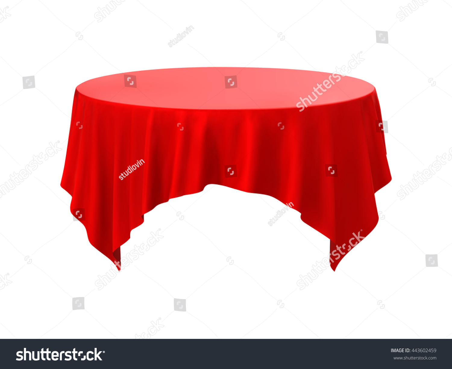 Red Round Tablecloth Table On White Stock Vector (Royalty Free ...