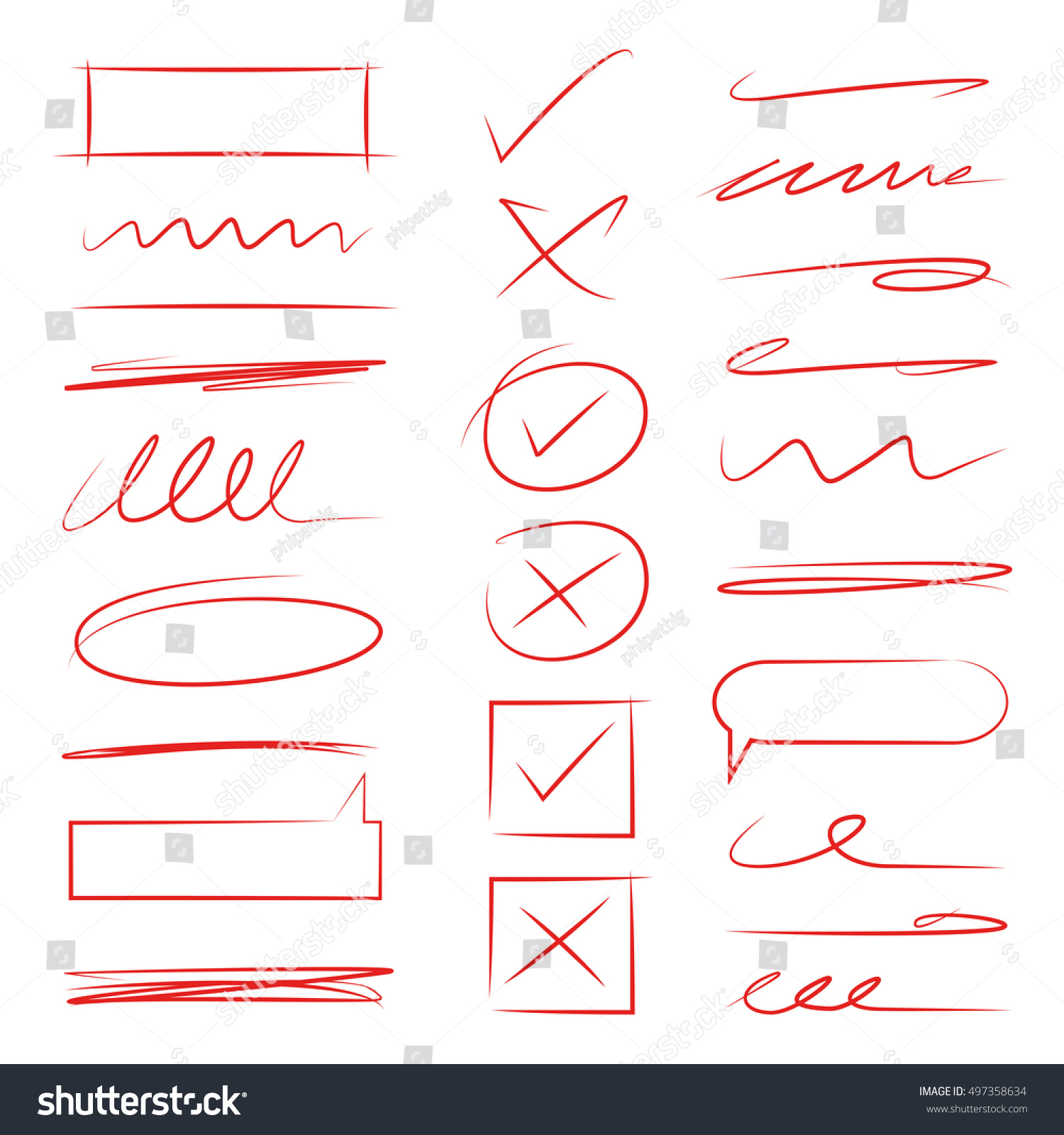 Red Scribble Lines Underlines Check Marks Stock Vector (Royalty Free ...